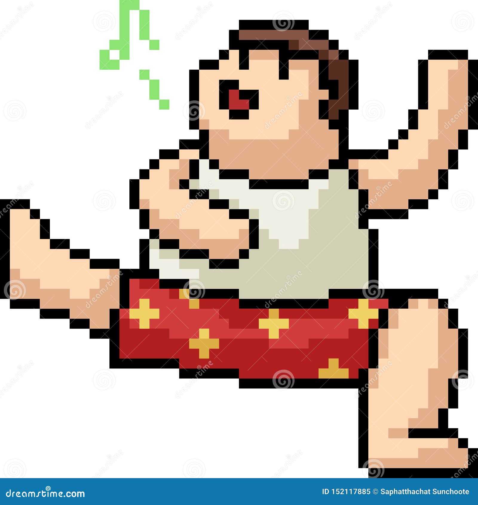 Vector Pixel Art Fat Man Dance Stock Vector - Illustration of music ...