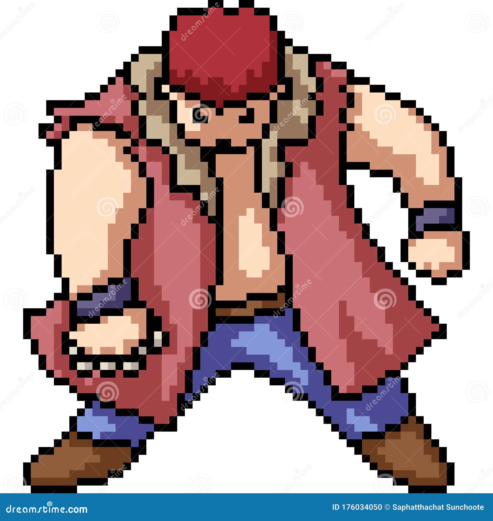 Vector Pixel Art Fighter Man Stock Vector - Illustration of cute ...