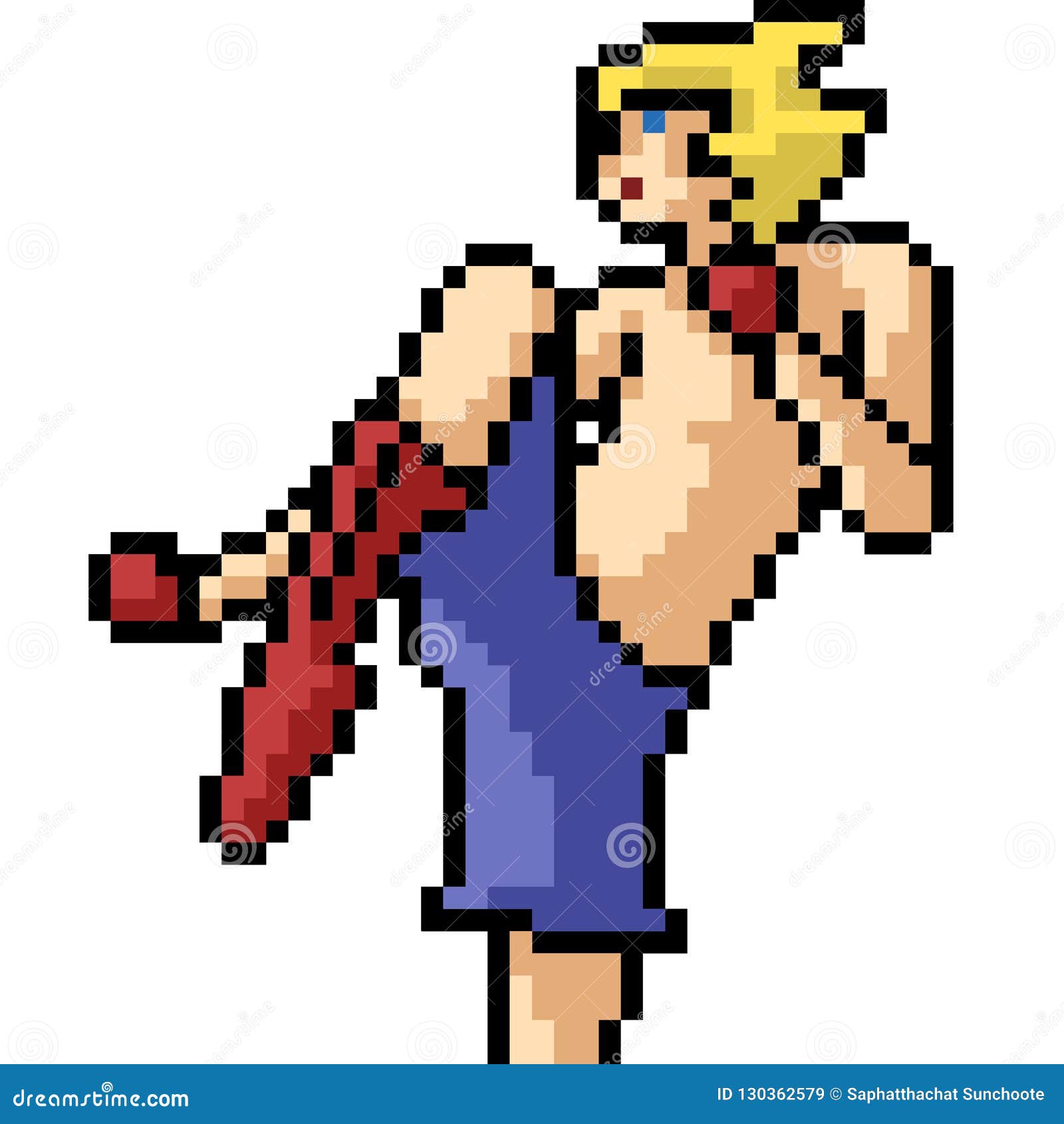 Vector Pixel Art Fighter Man Stock Vector - Illustration of isolated ...