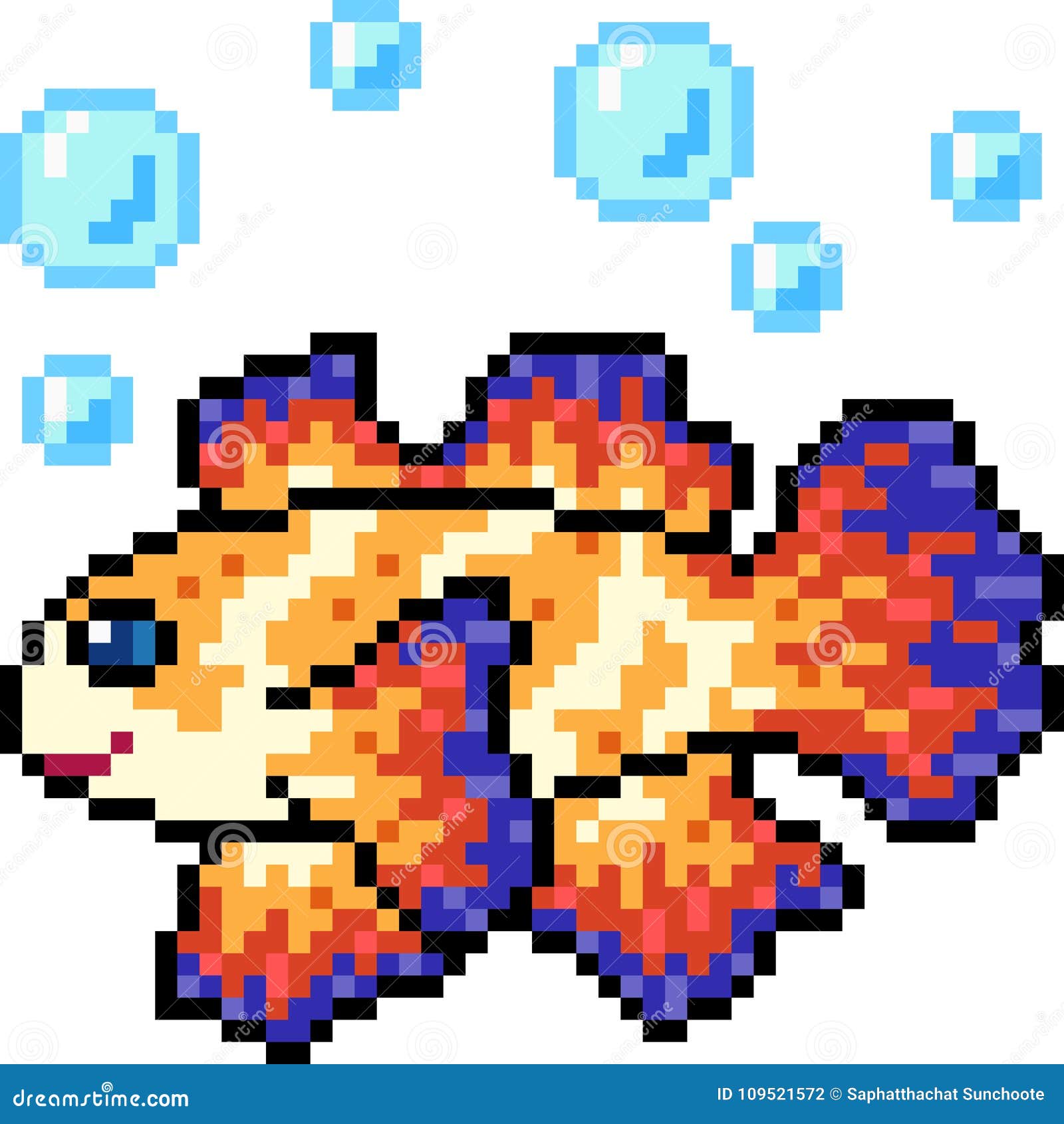 Vector Pixel Art Fish Colorful Stock Vector - Illustration of vector ...