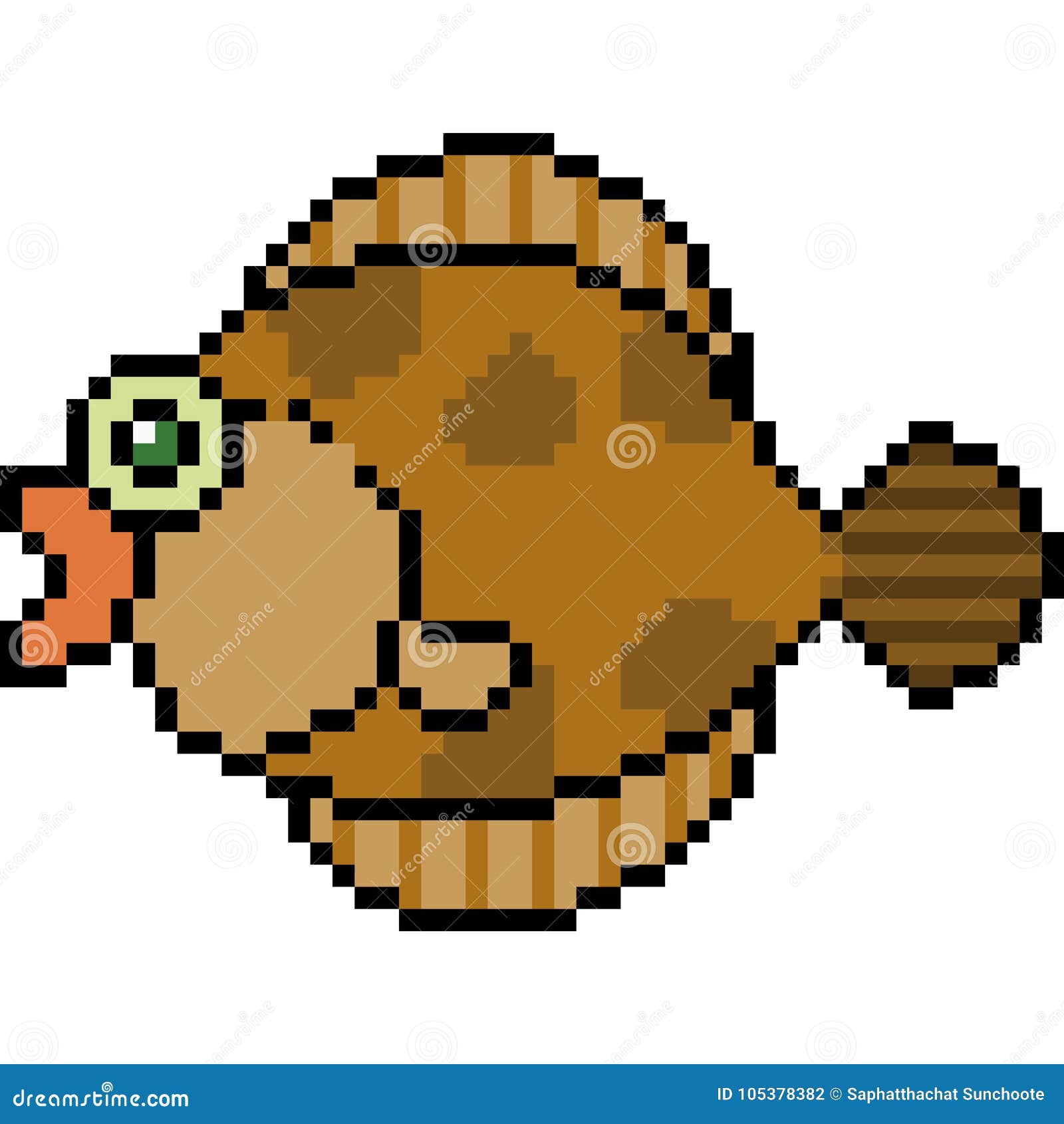 Vector pixel art fish stock vector. Illustration of ugly - 105378382