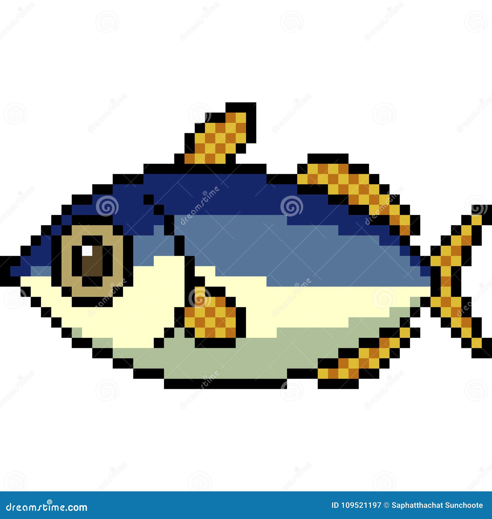 Vector pixel art fish stock vector. Illustration of side - 109521197