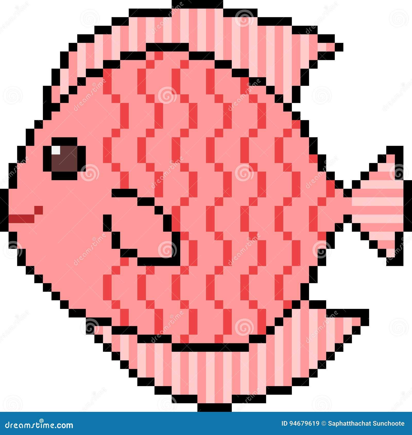 Vector pixel art fish stock vector. Illustration of design - 94679619