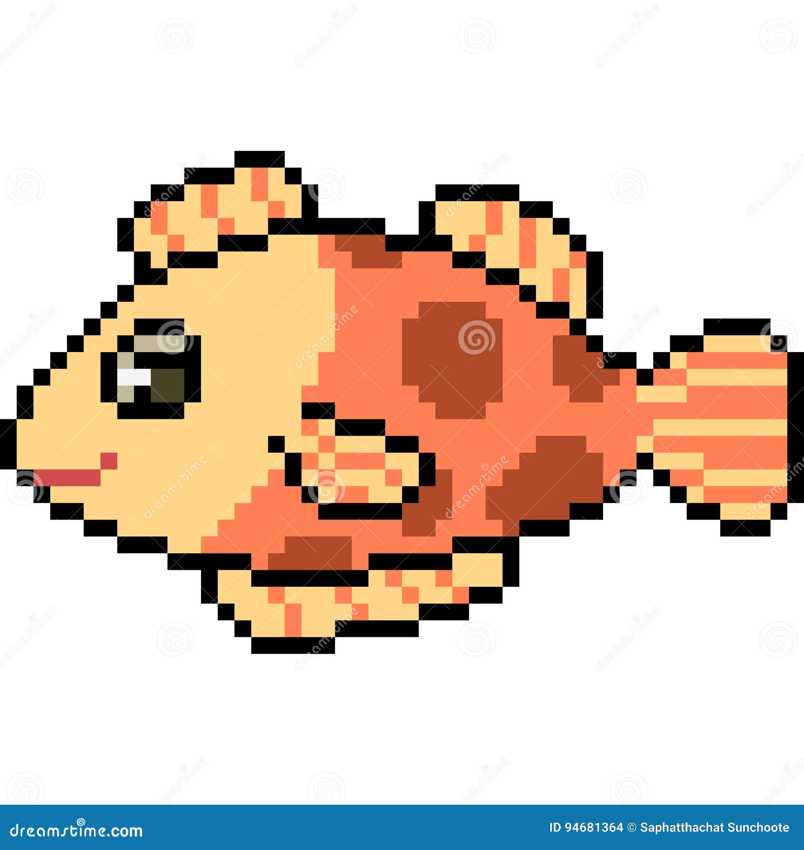 Vector pixel art fish stock vector. Illustration of smile - 94681364