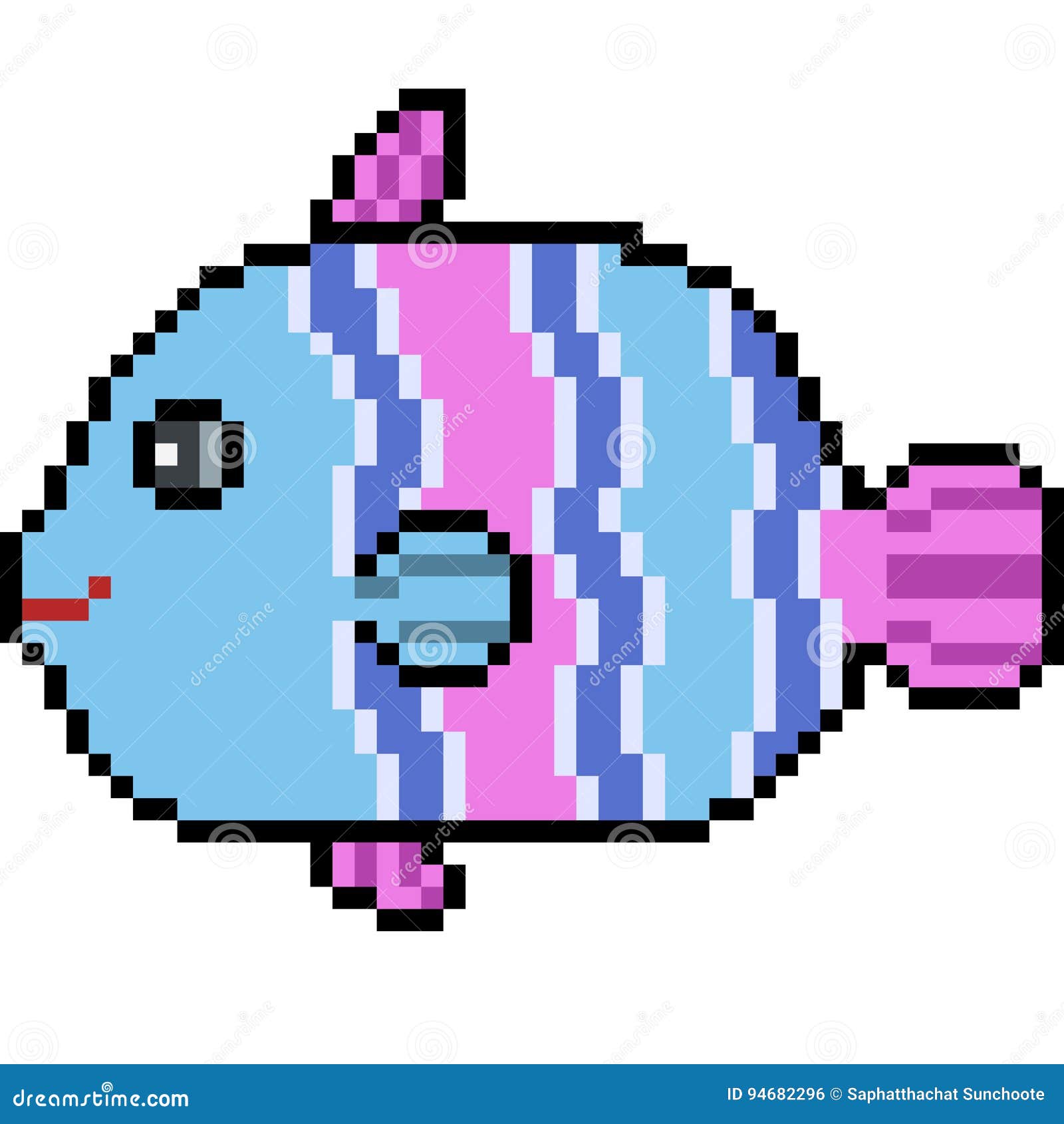 Vector pixel art fish stock vector. Illustration of vector - 94682296
