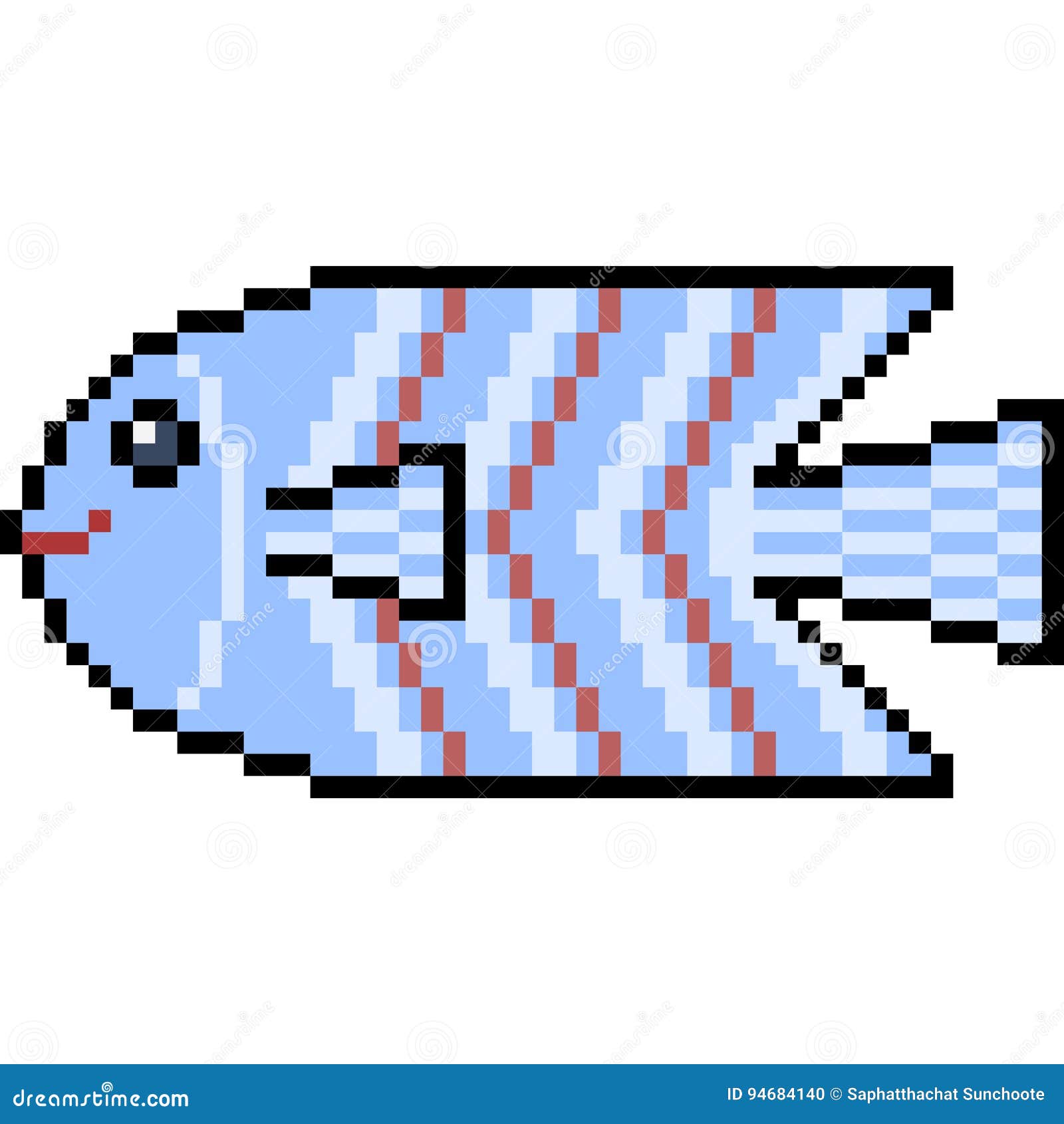 Vector pixel art fish stock vector. Illustration of isolated - 94684140