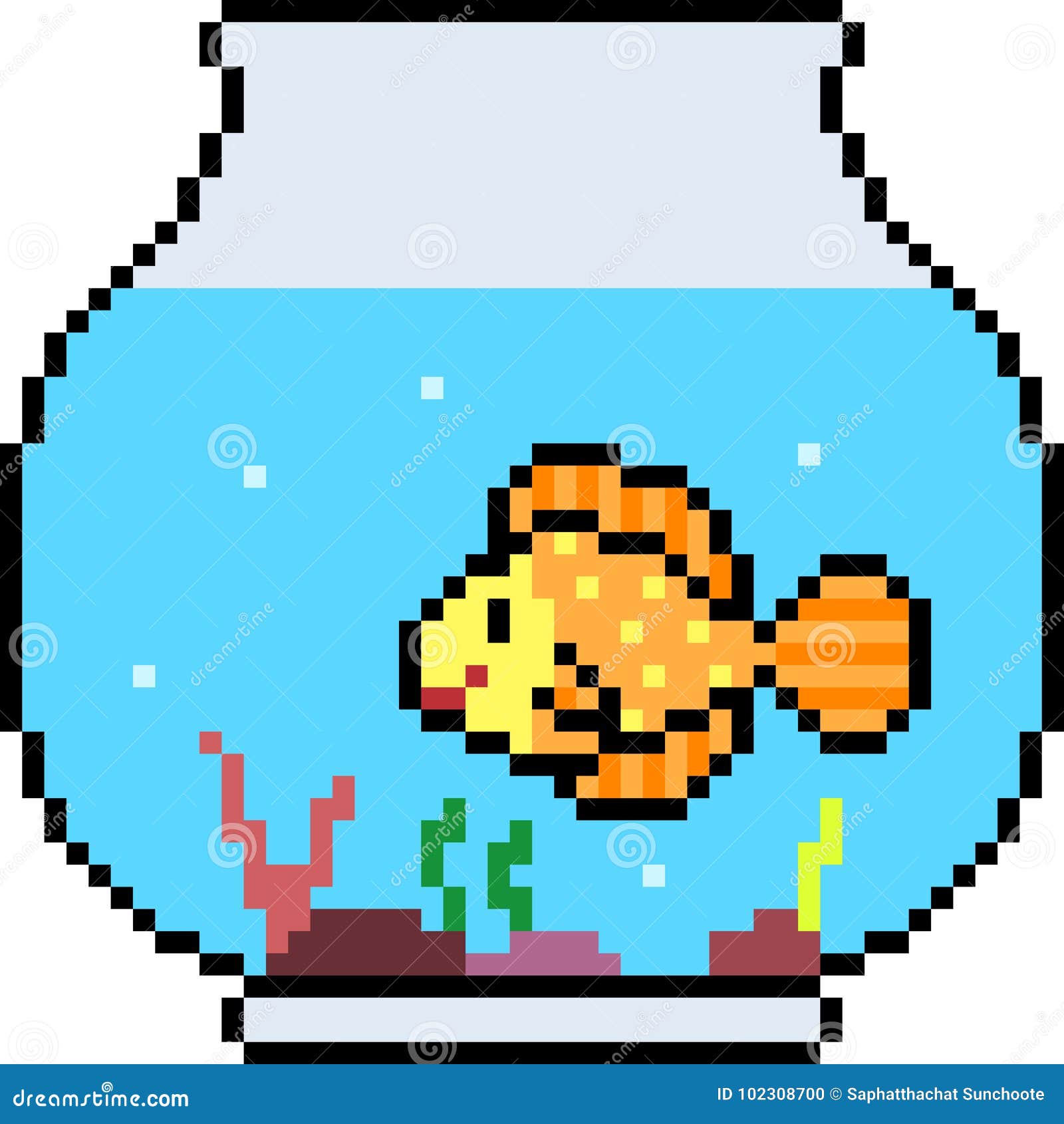 Vector pixel art fish pet stock vector. Illustration of rectangle ...