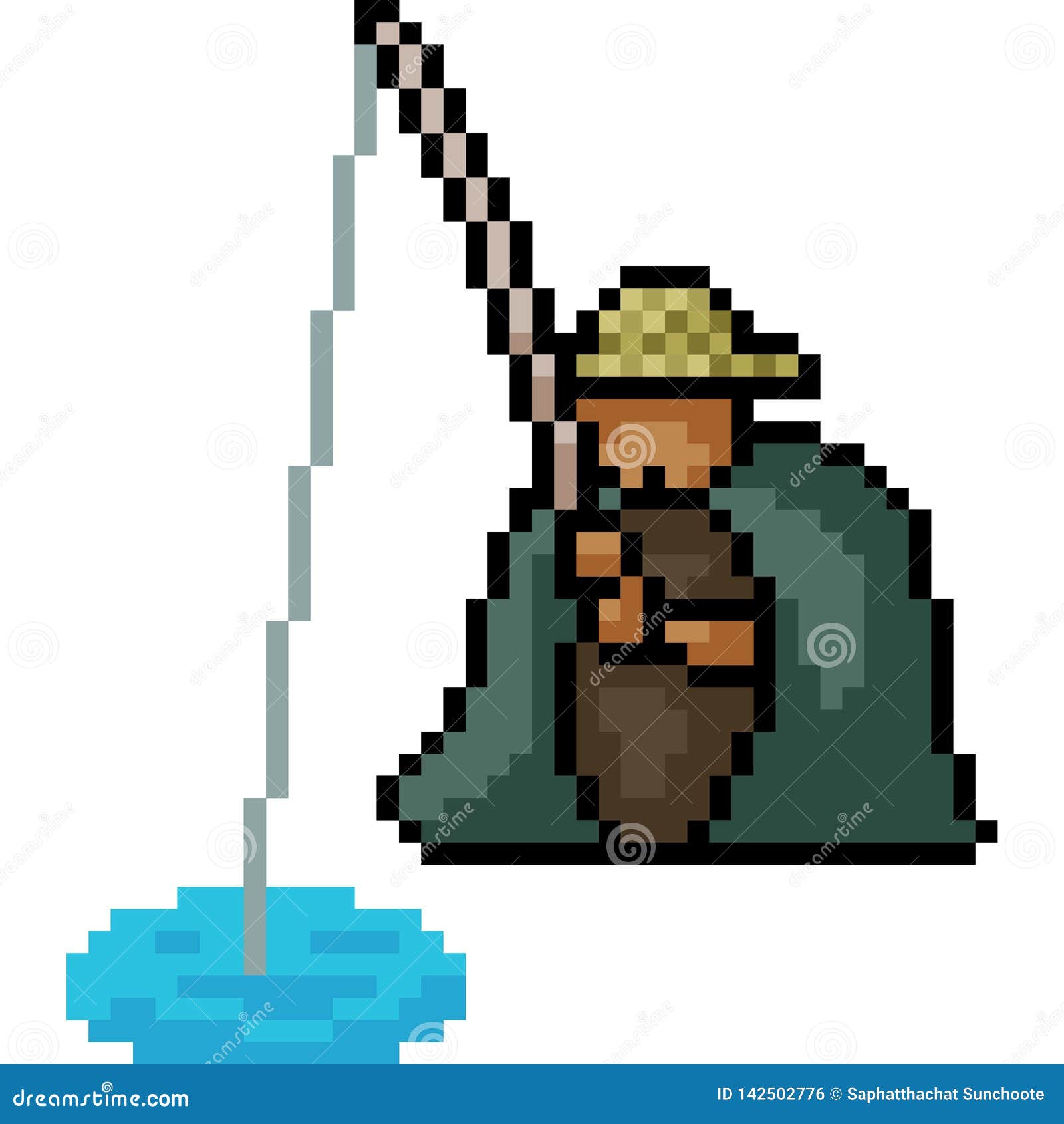 Pixel Art Of A Fishing Rod. Vector Illustration | CartoonDealer.com ...