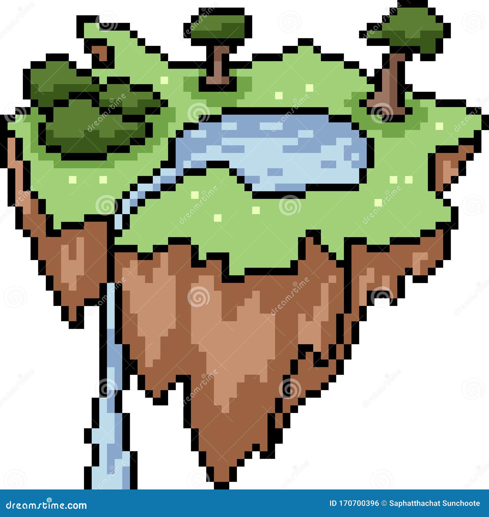 Vector Pixel Art Float Island Stock Vector - Illustration of water ...