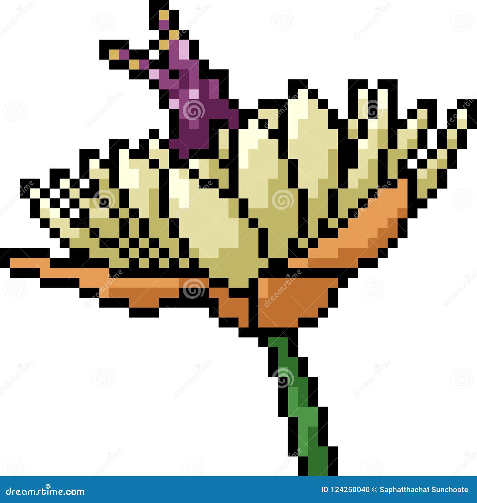 Vector Pixel Art Flower Bloom Stock Vector - Illustration of nature ...