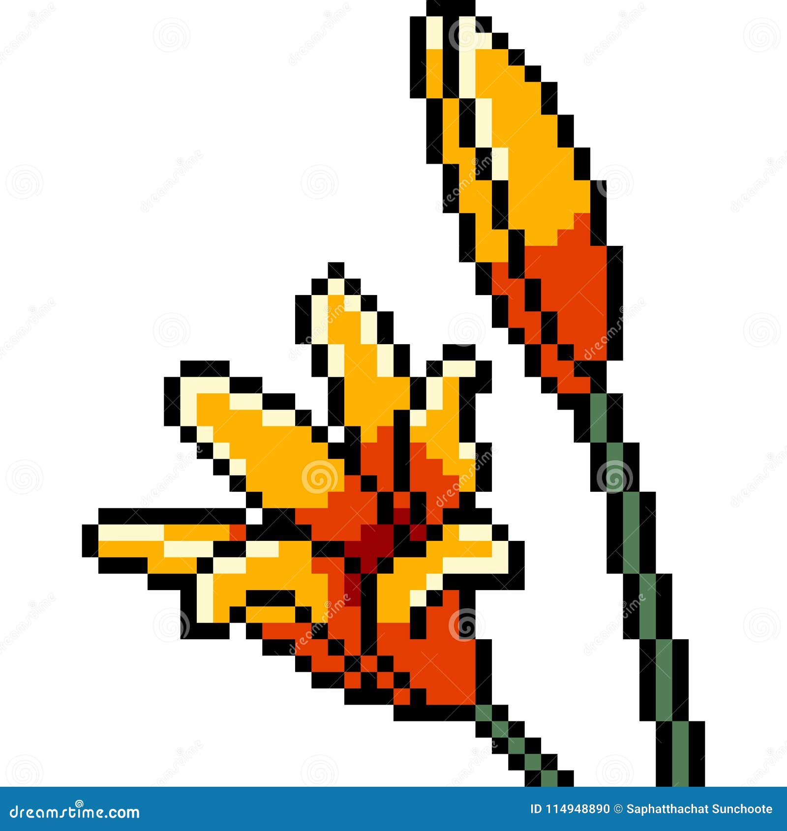 Vector Pixel Art Flower Bloom Stock Vector - Illustration of vector ...