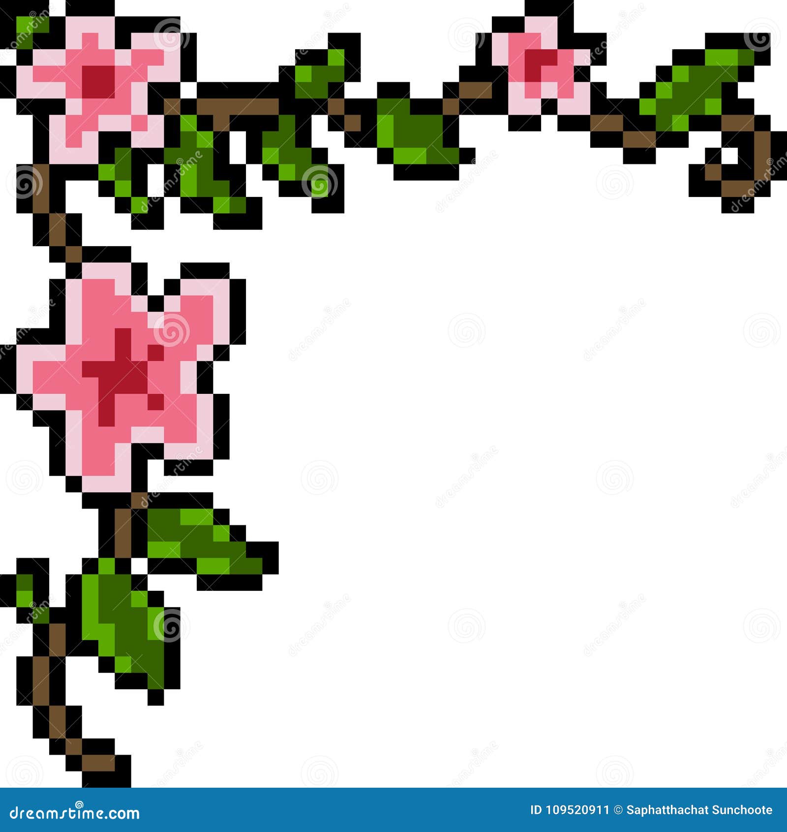 Vector Pixel Art Flower Decoration Stock Vector - Illustration of ...