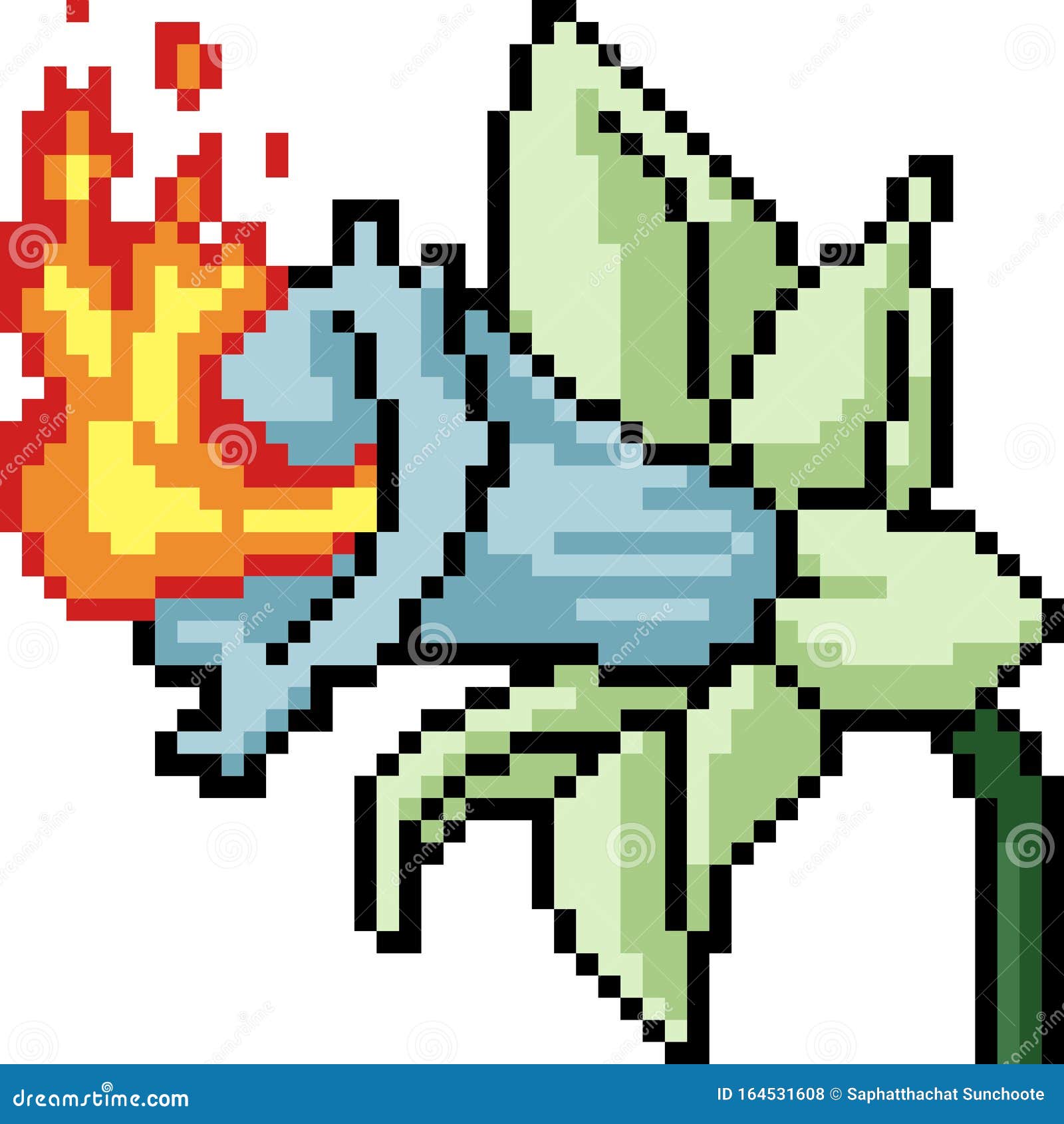 Vector Pixel Art Flower Fire Stock Vector - Illustration of fire ...
