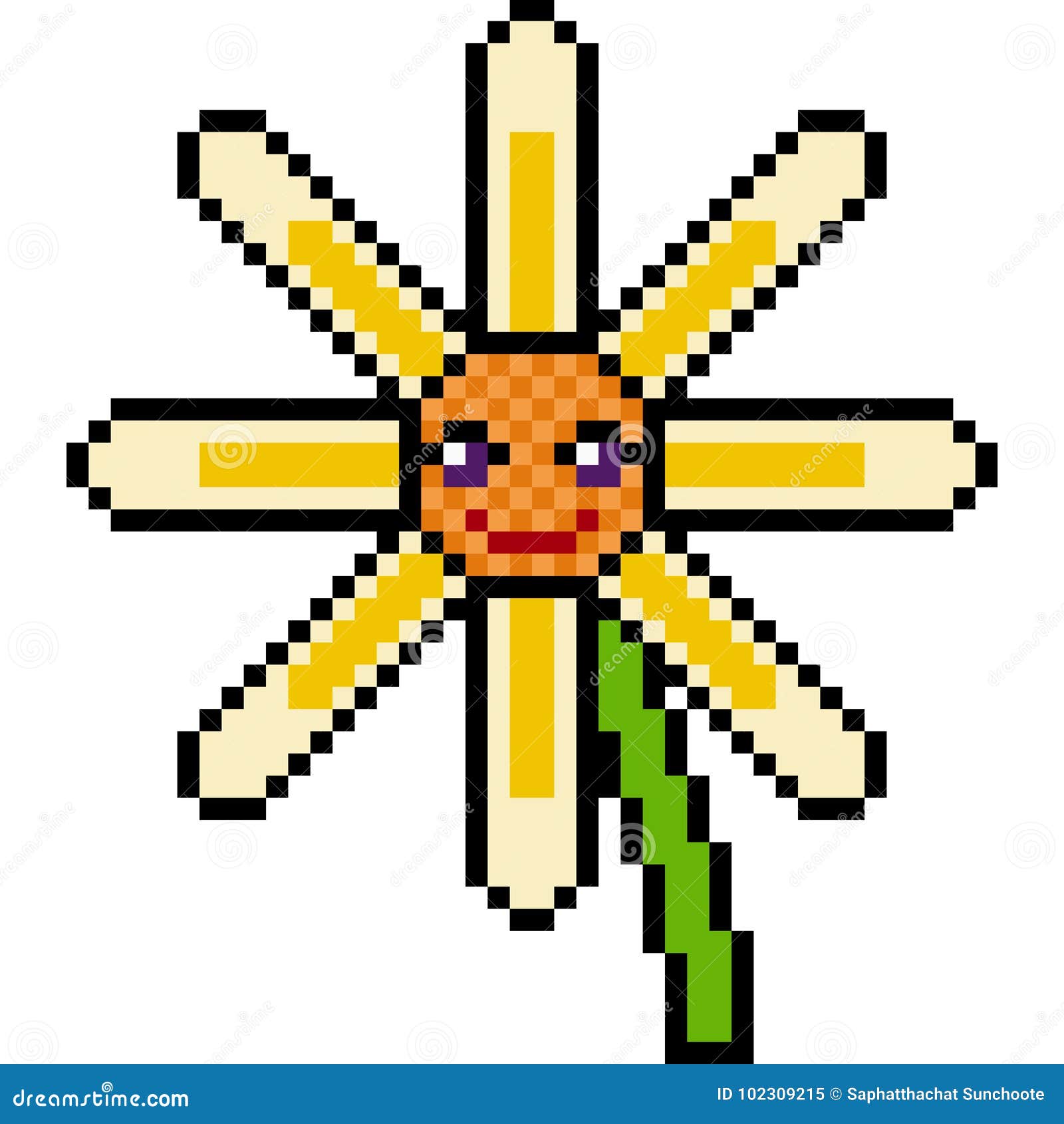 Vector pixel art flower stock vector. Illustration of icon - 102309215