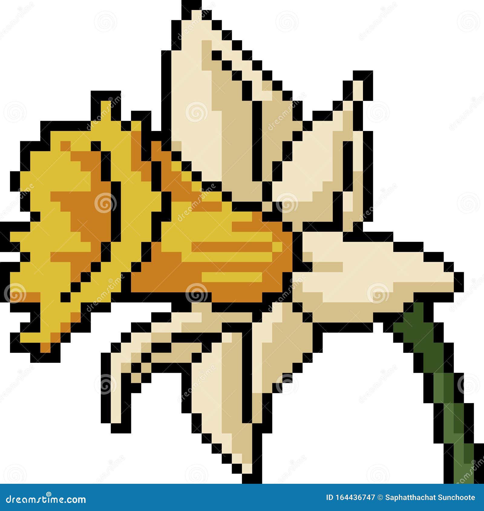 Vector pixel art flower stock vector. Illustration of leaf - 164436747