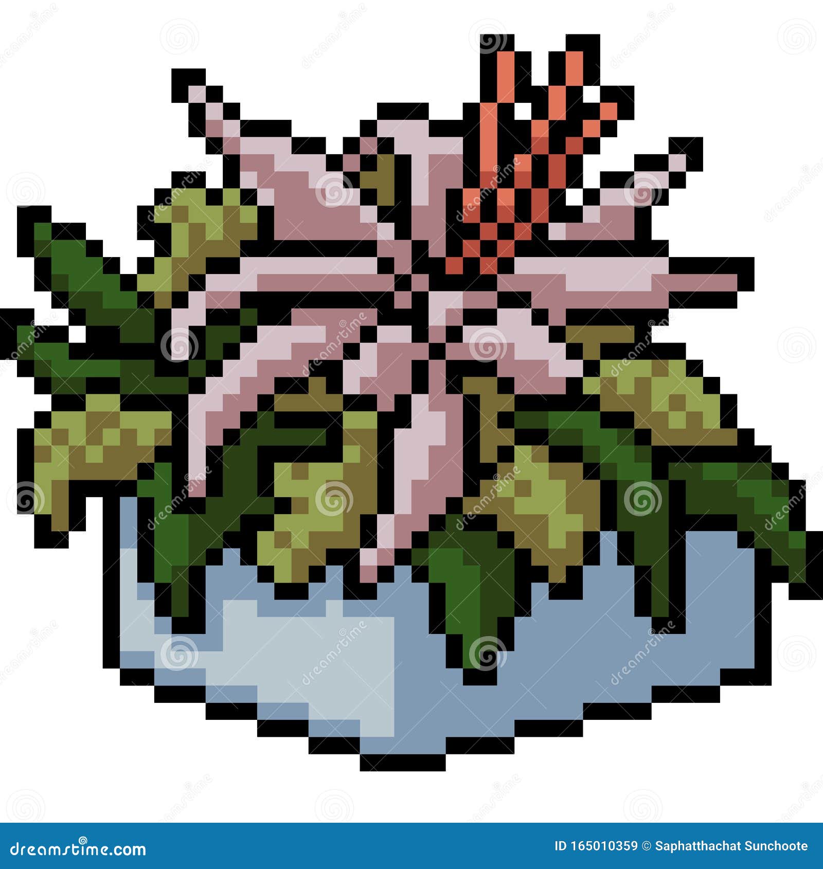 Vector Pixel Art Flower Pot Stock Vector - Illustration of isolated ...