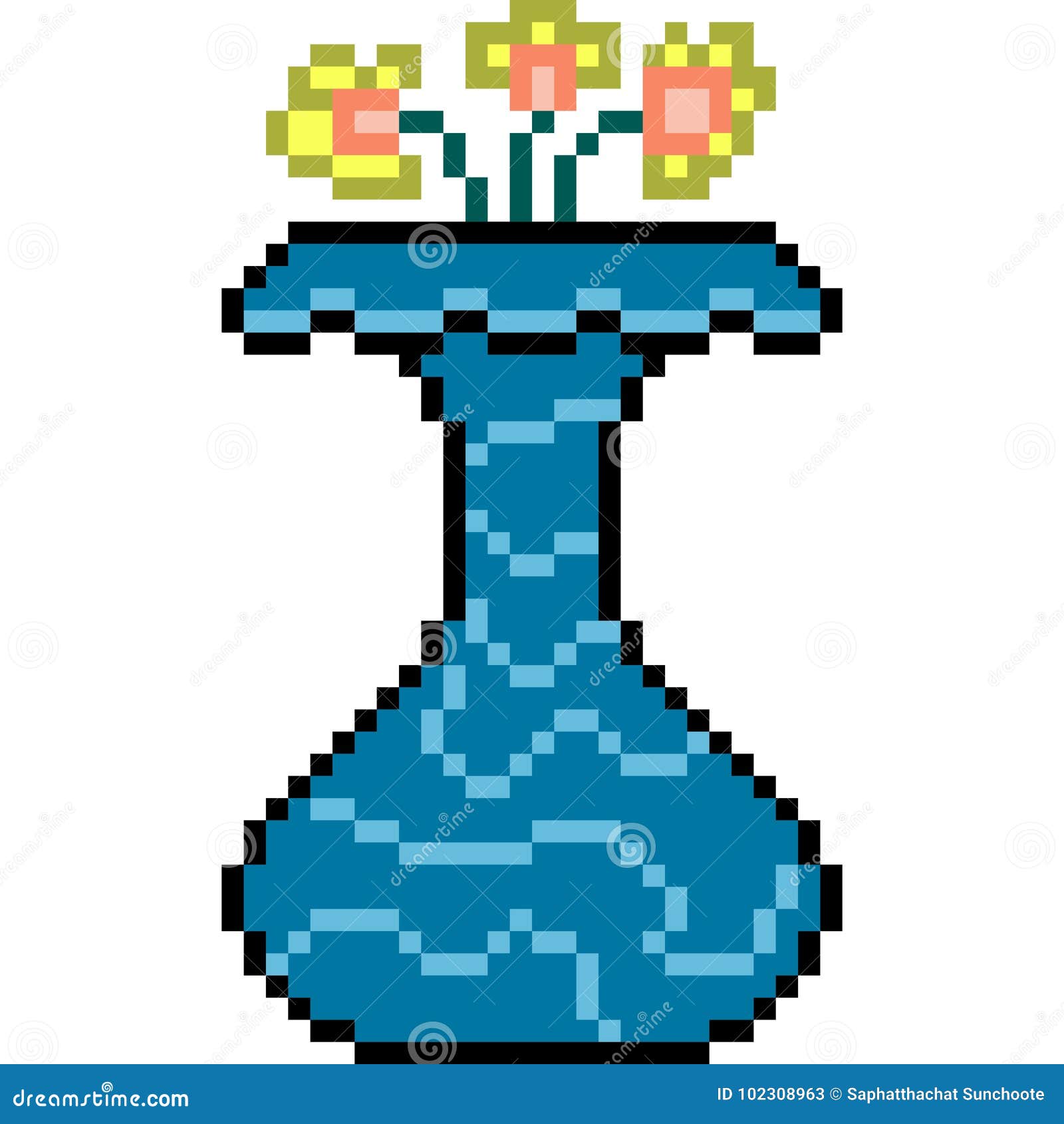 Vector Pixel Art Flower Pot Stock Vector - Illustration of bloom, icon ...