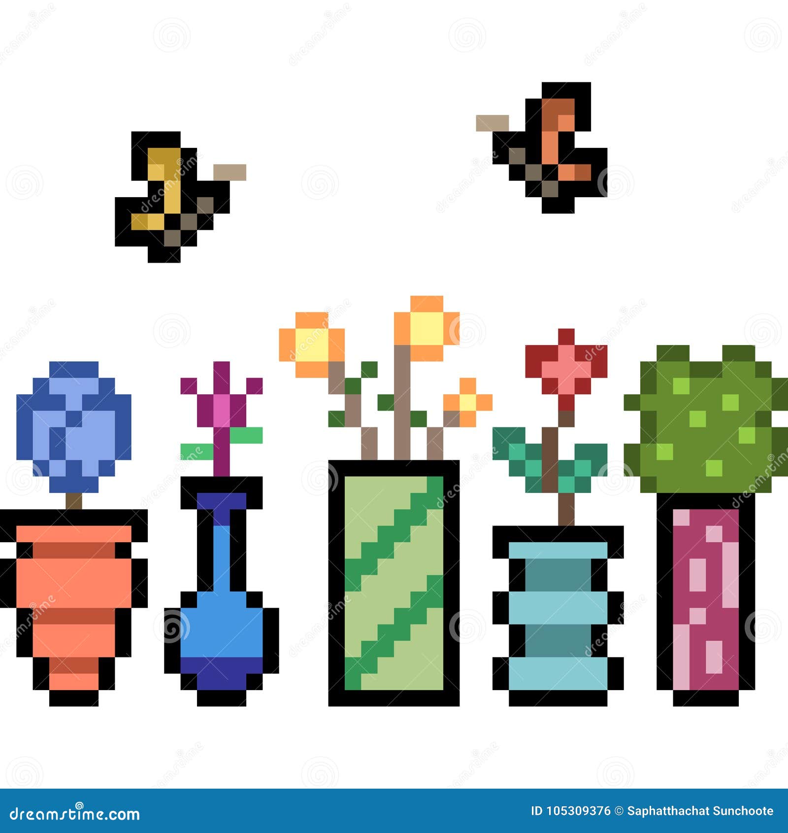 Vector Pixel Art Flower Vase Stock Vector - Illustration of pixel ...