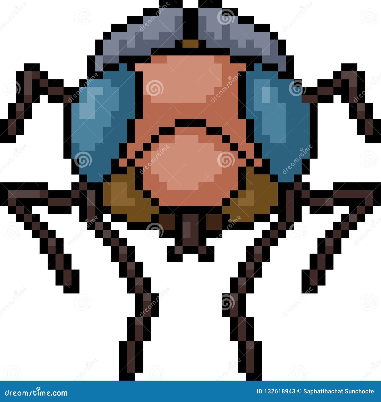 Vector pixel art fly front stock vector. Illustration of front - 132618943