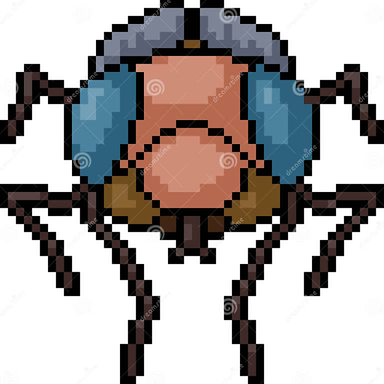 Vector pixel art fly front stock vector. Illustration of front - 132618943