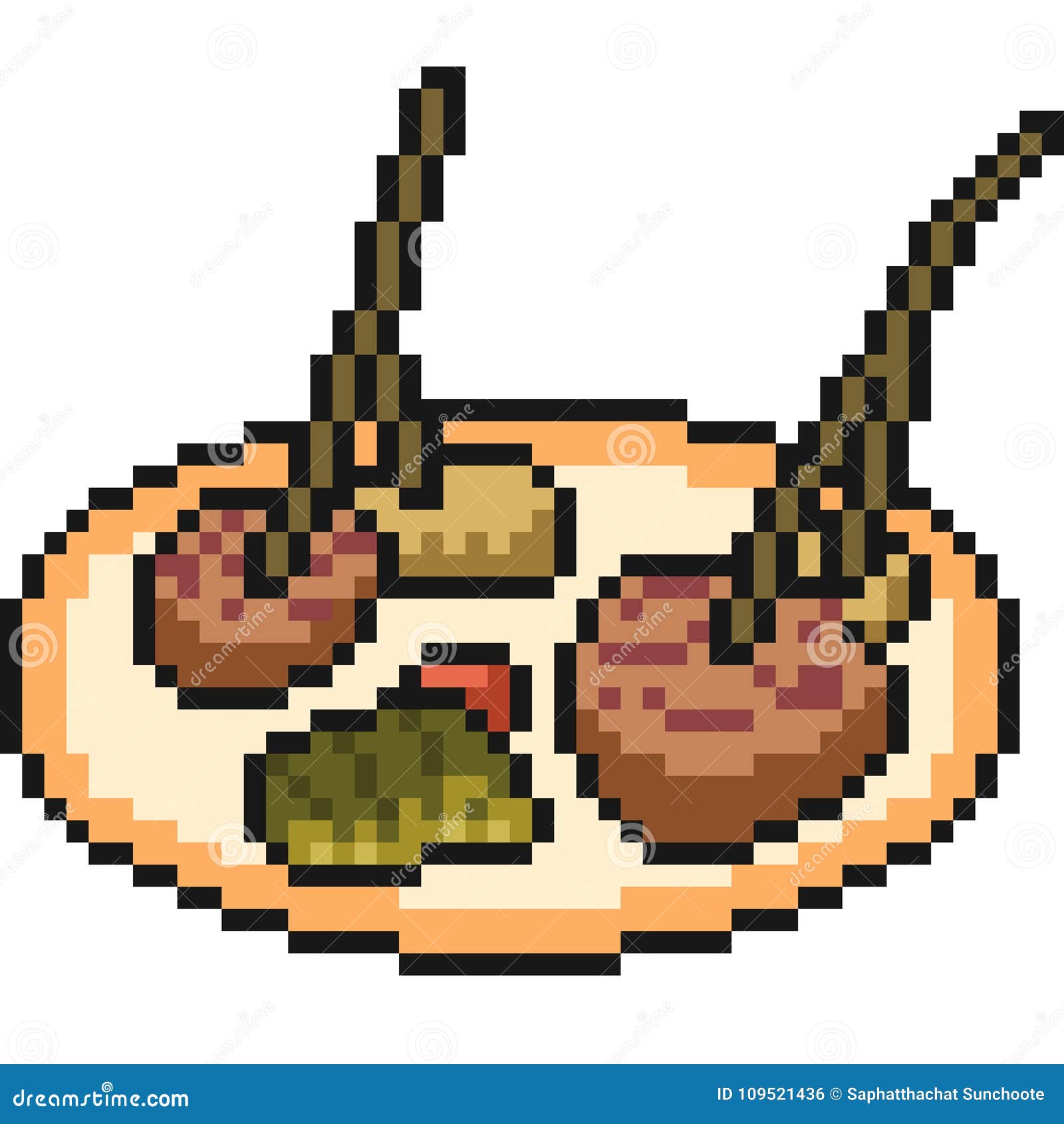 Vector Pixel Art Food Asian Snack Stock Vector - Illustration of berry ...