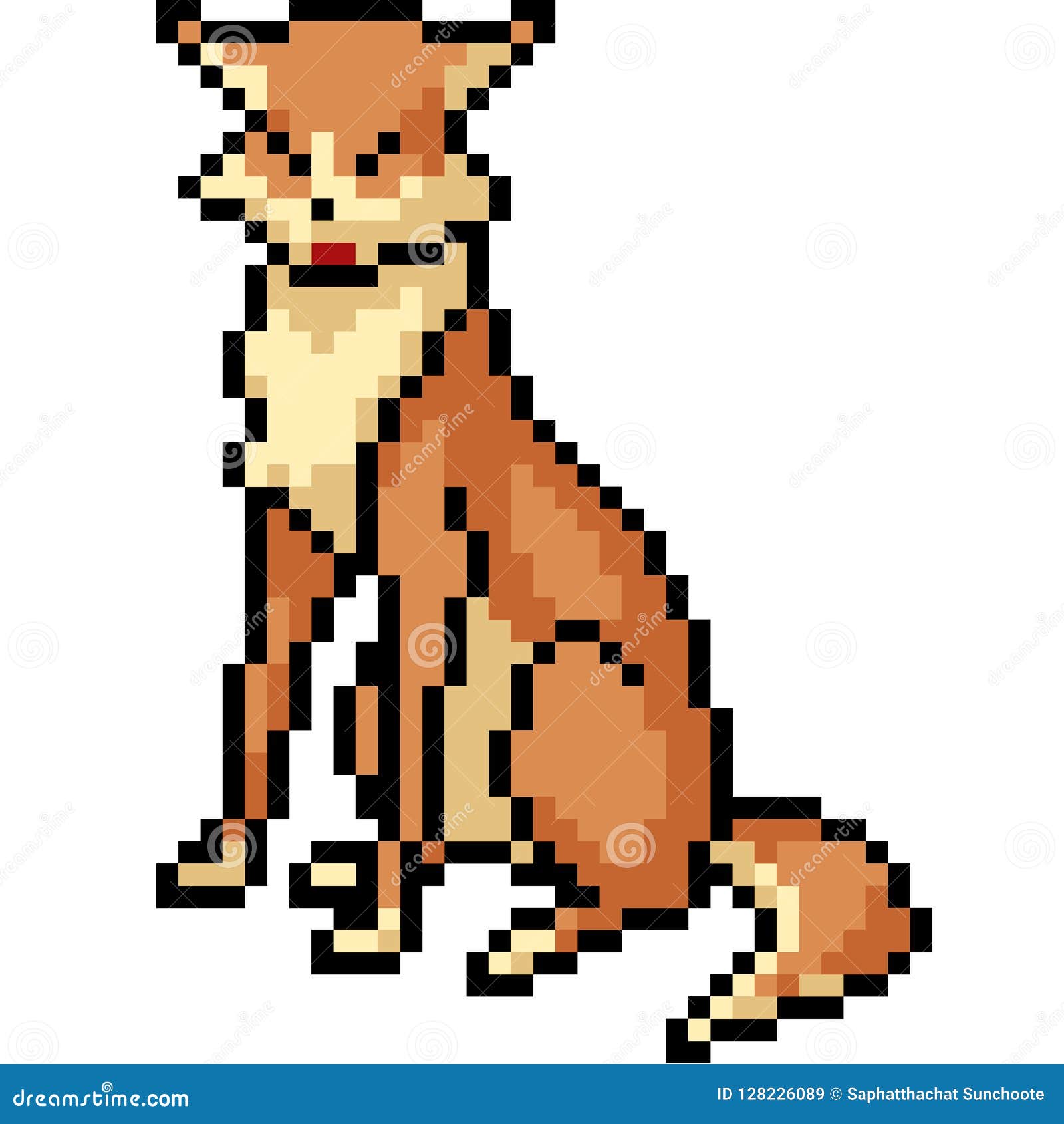 Vector Pixel Art Fox Friendly Stock Vector - Illustration of wolf, tail ...