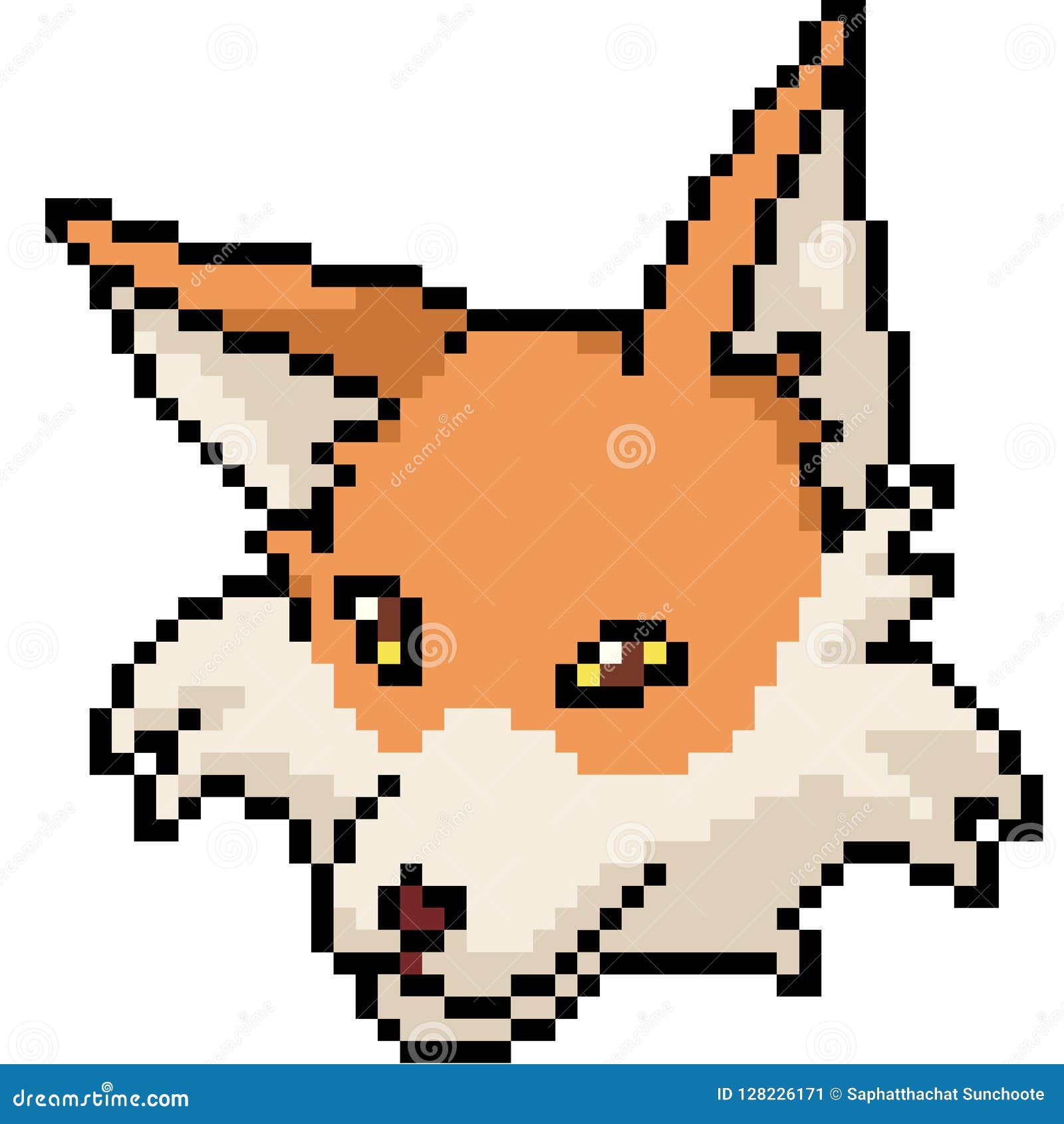 Vector Pixel Art Fox Friendly Stock Vector - Illustration of wolf, face ...