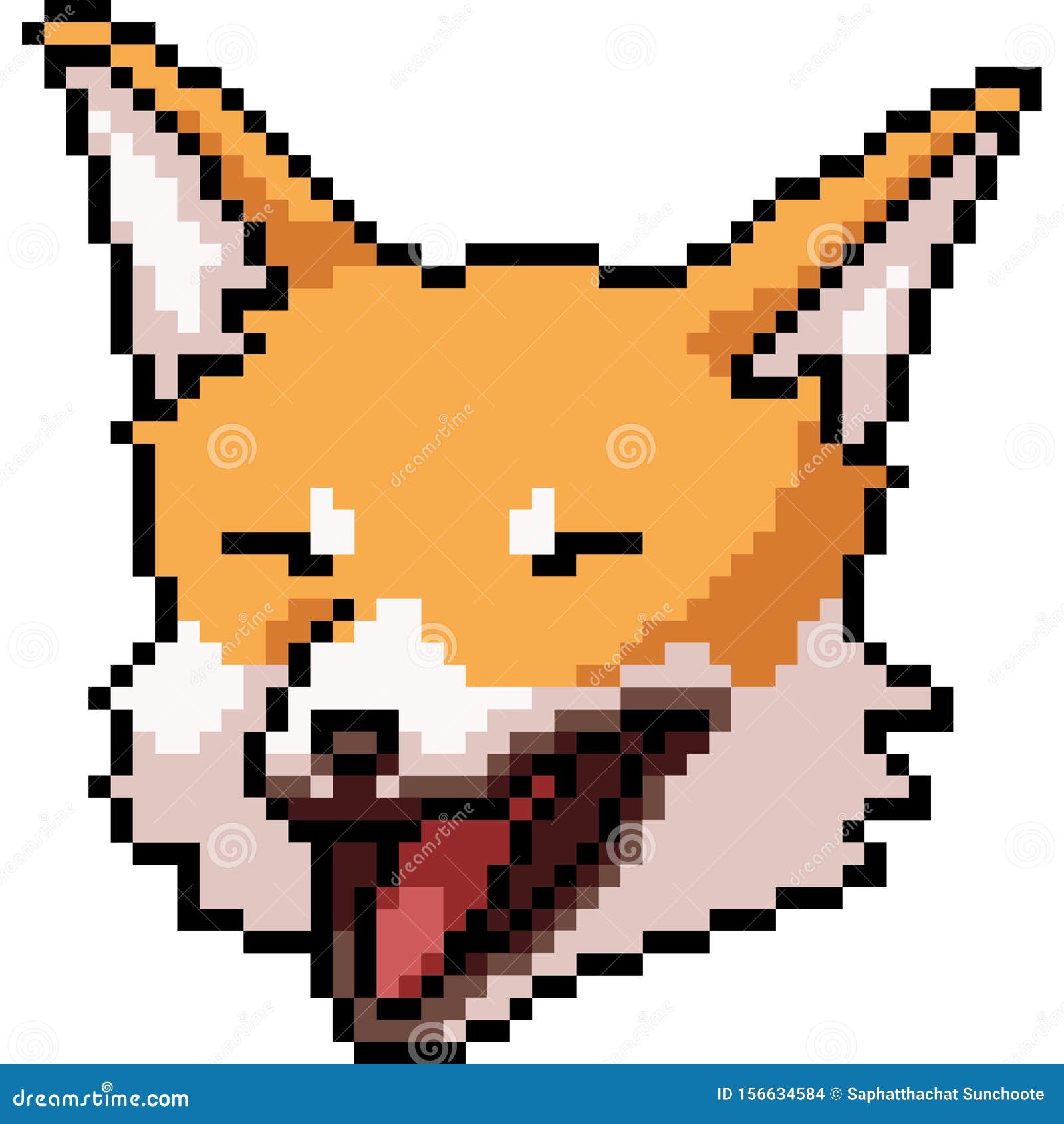 Vector pixel art fox laugh stock vector. Illustration of vector - 156634584