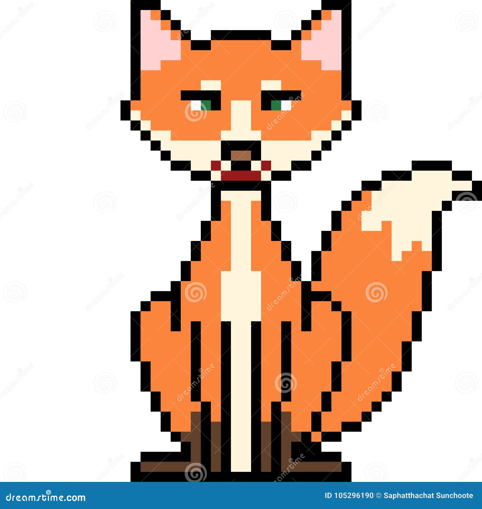 Vector pixel art fox sit stock vector. Illustration of front - 105296190