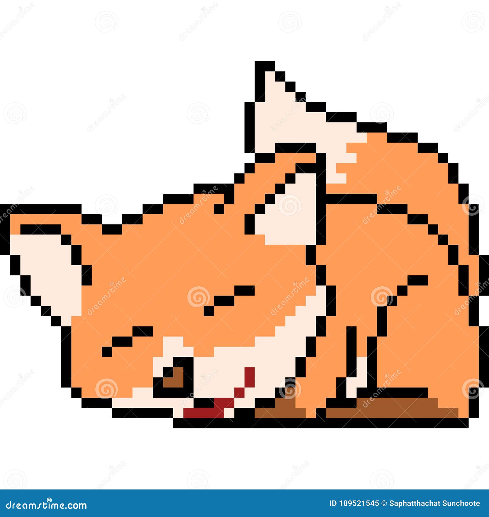 Vector pixel art fox sleep stock vector. Illustration of sleep - 109521545