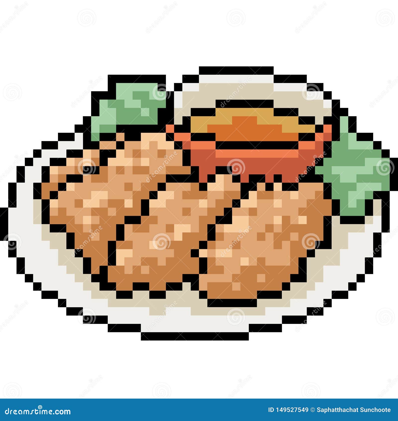 Vector Pixel Art Fried Meat Stock Vector - Illustration of cute, icon ...