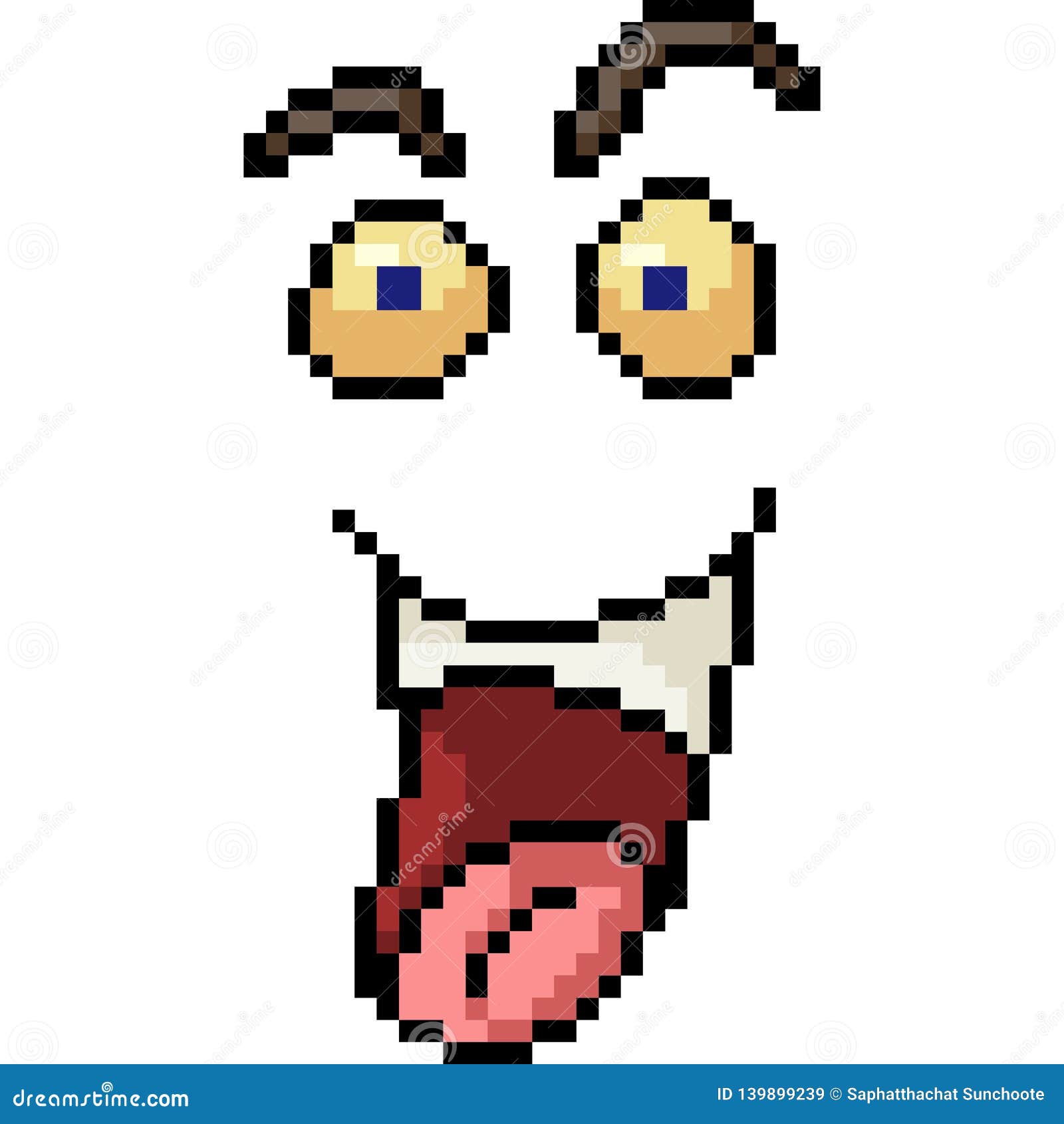 Vector Pixel Art Funny Face Stock Vector - Illustration of cartoon ...