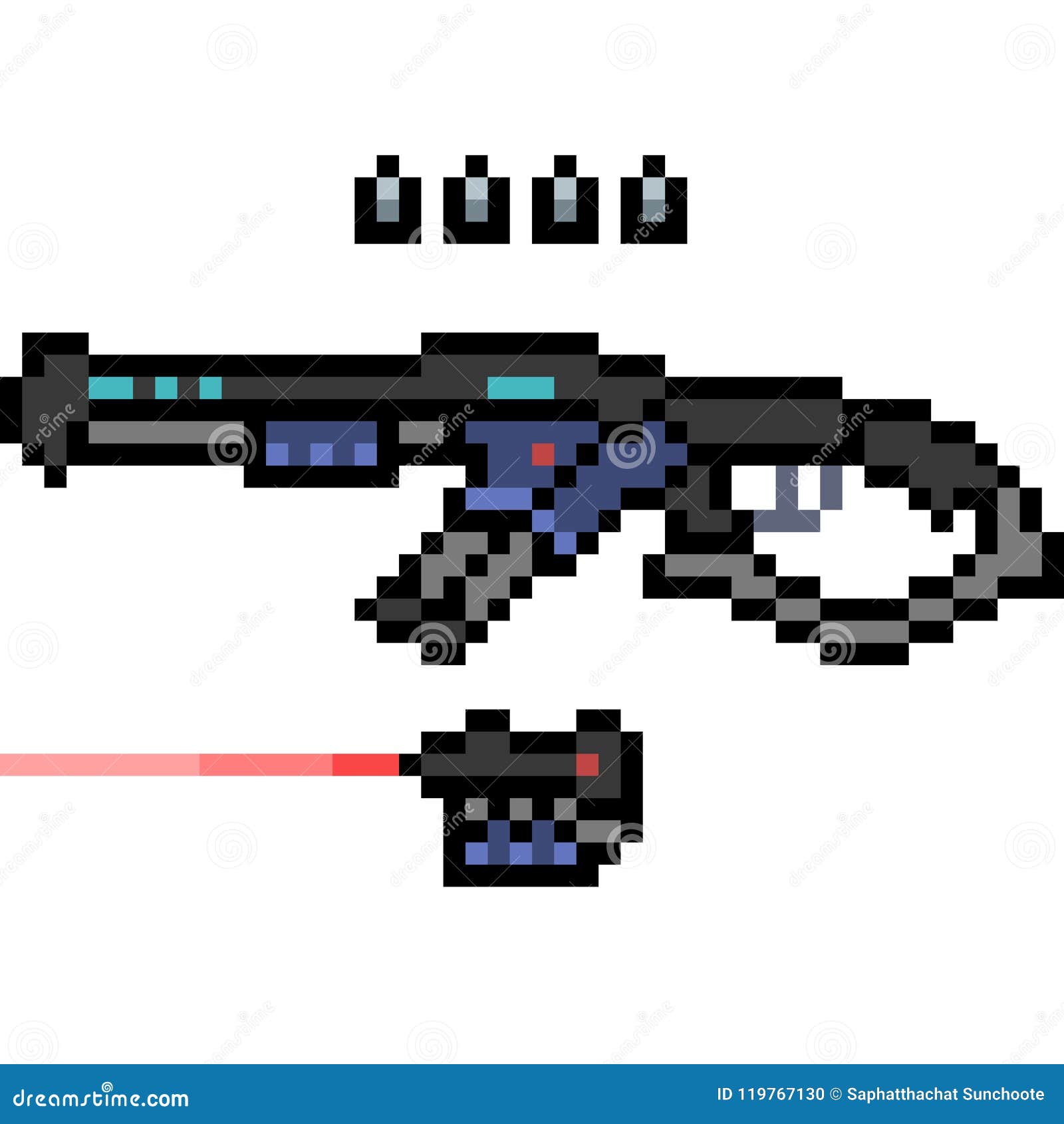 Vector Pixel Art Future Gun Stock Vector - Illustration of decoration ...