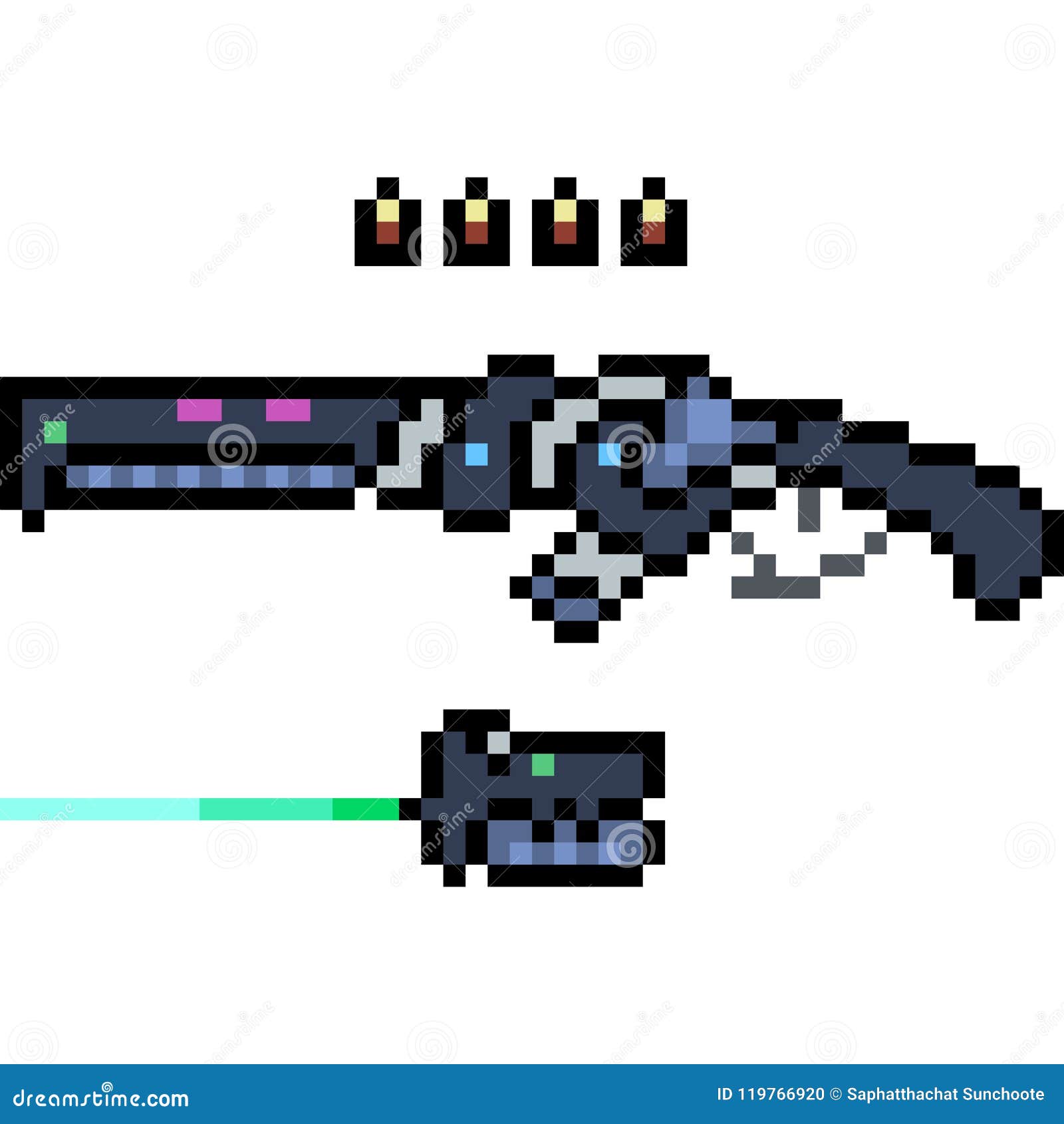 Vector Pixel Art Future Gun Stock Vector - Illustration of violence ...