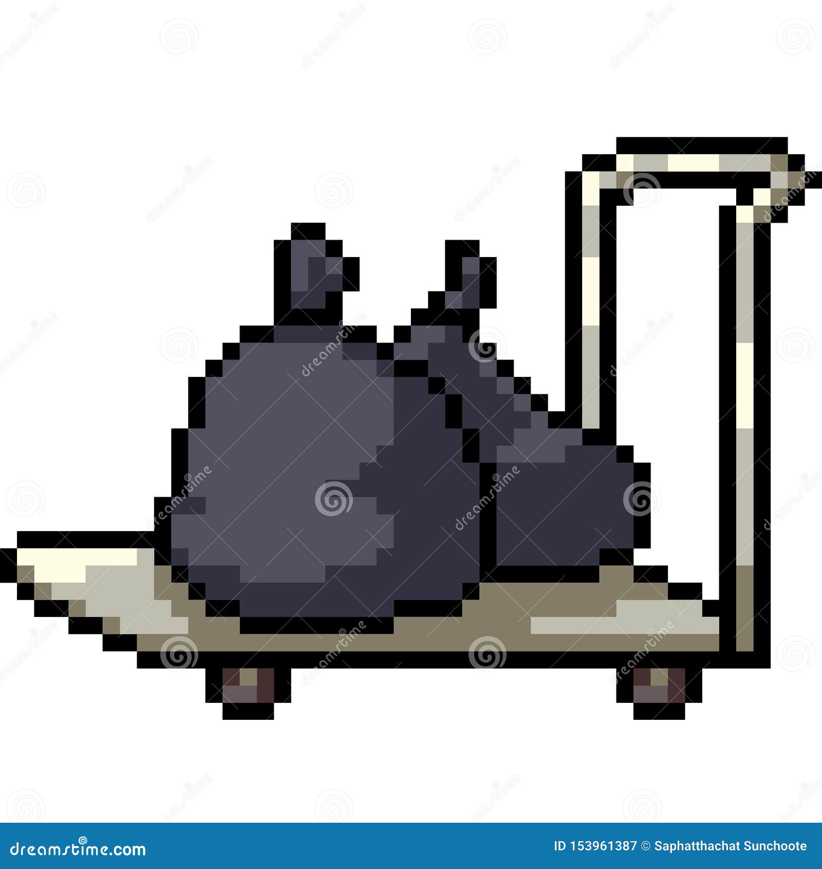 Garbage Bag Pixel Art. Rubbish Black Sack 8 Bit. Vector Illustration ...