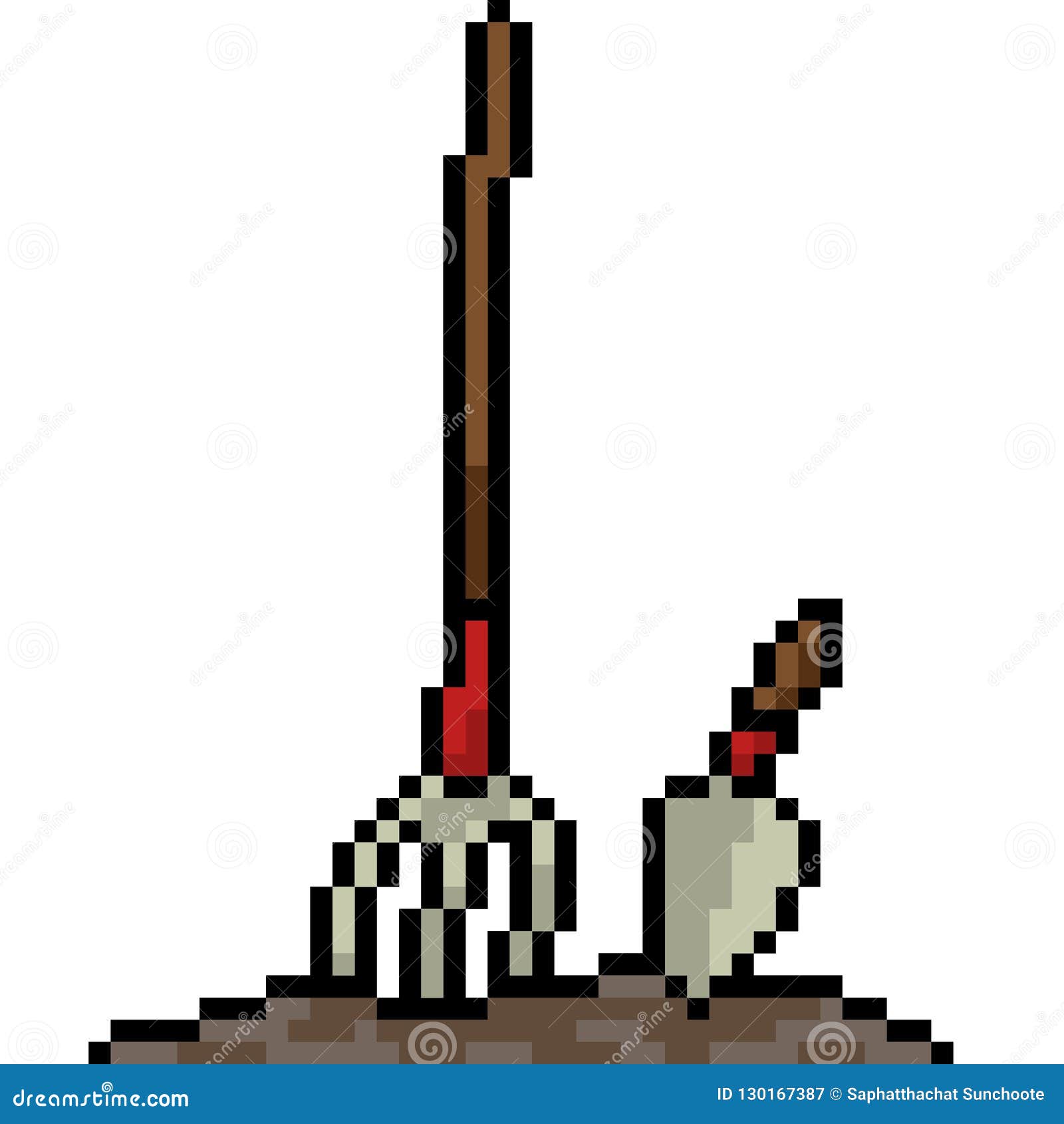 Vector Pixel Art Garden Tool Stock Vector - Illustration of rake ...