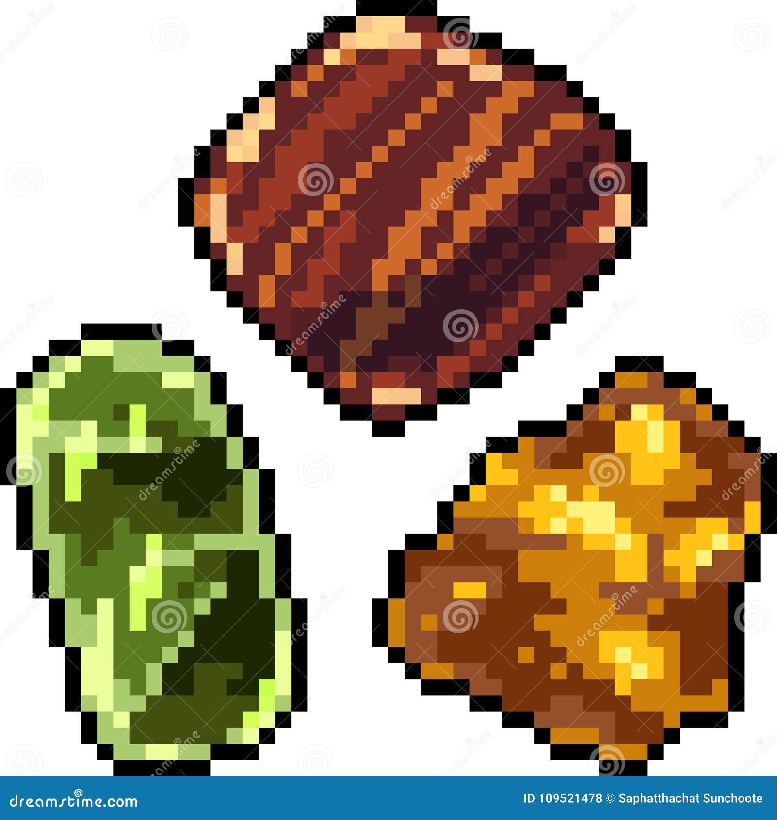 Pixel Gemstone Set. Vibrant Jewels Retro-style Pixel Diamond Ruby ...