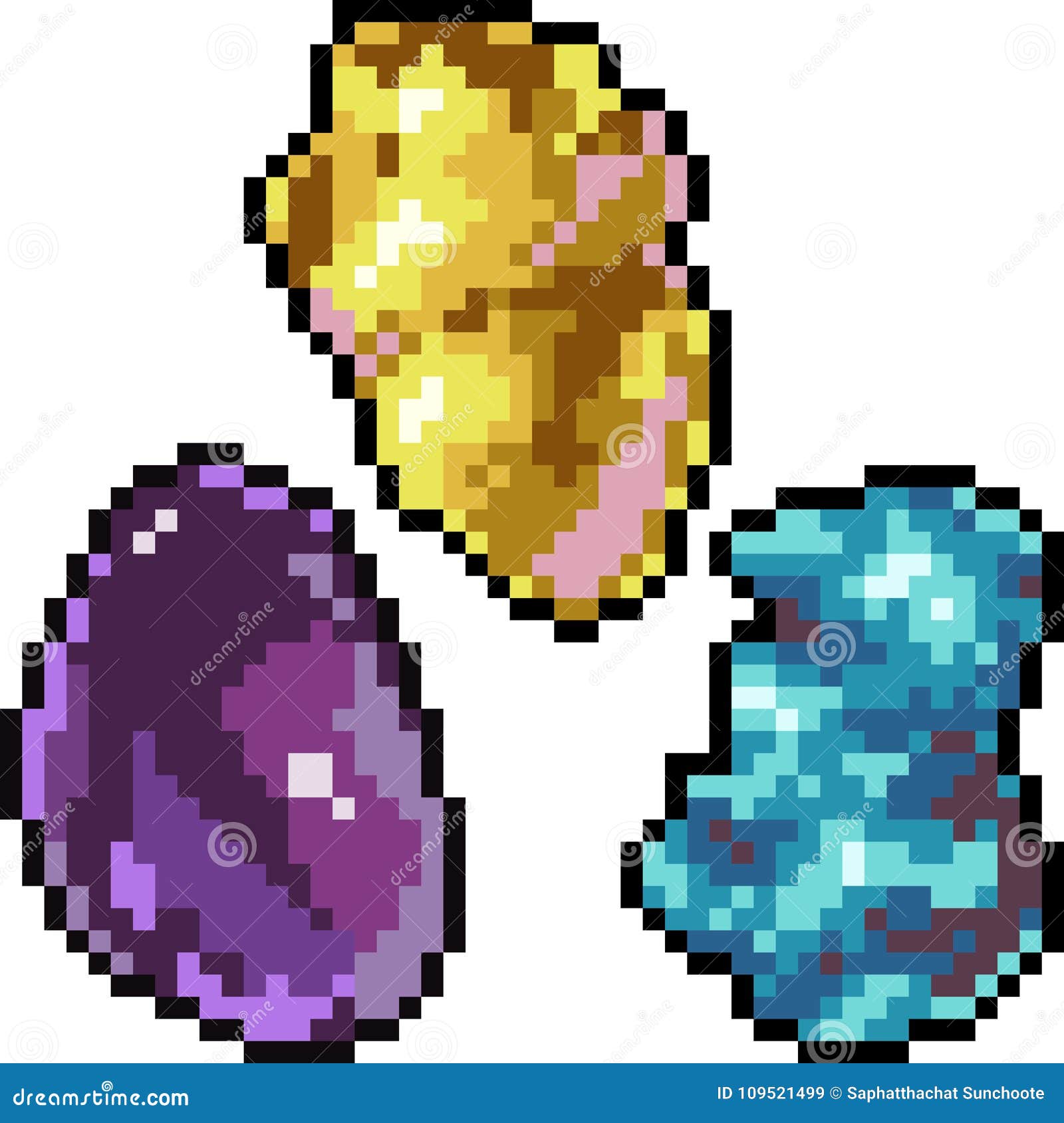Vector Pixel Art Gemstone Set Stock Vector - Illustration of icon ...