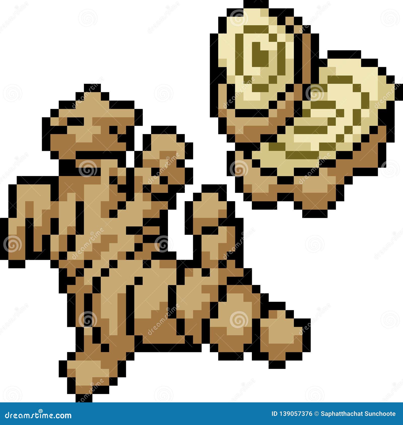 Vector pixel art ginger stock vector. Illustration of isolated - 139057376