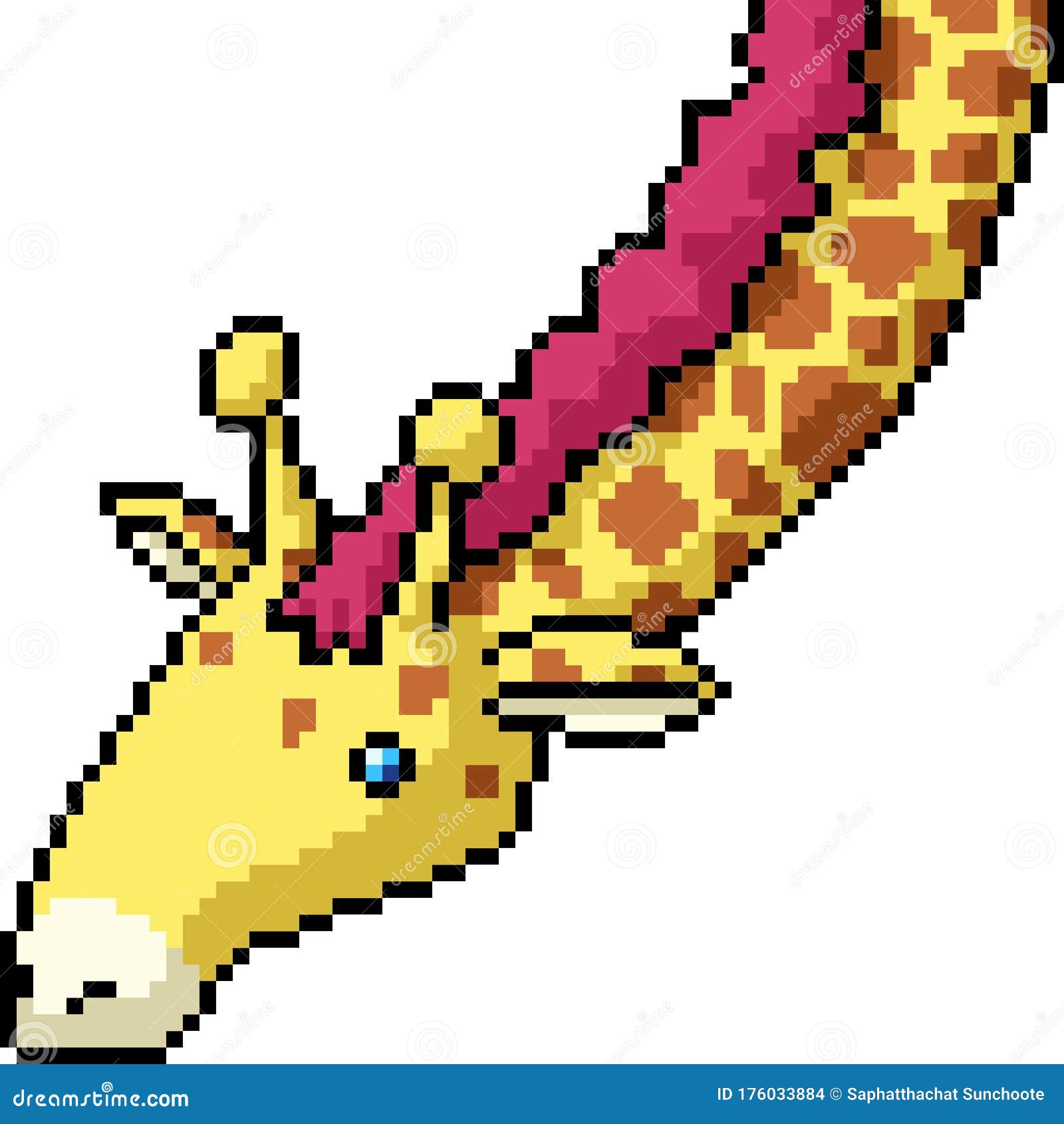 Vector Pixel Art Giraffe Head Stock Vector - Illustration of pixel ...