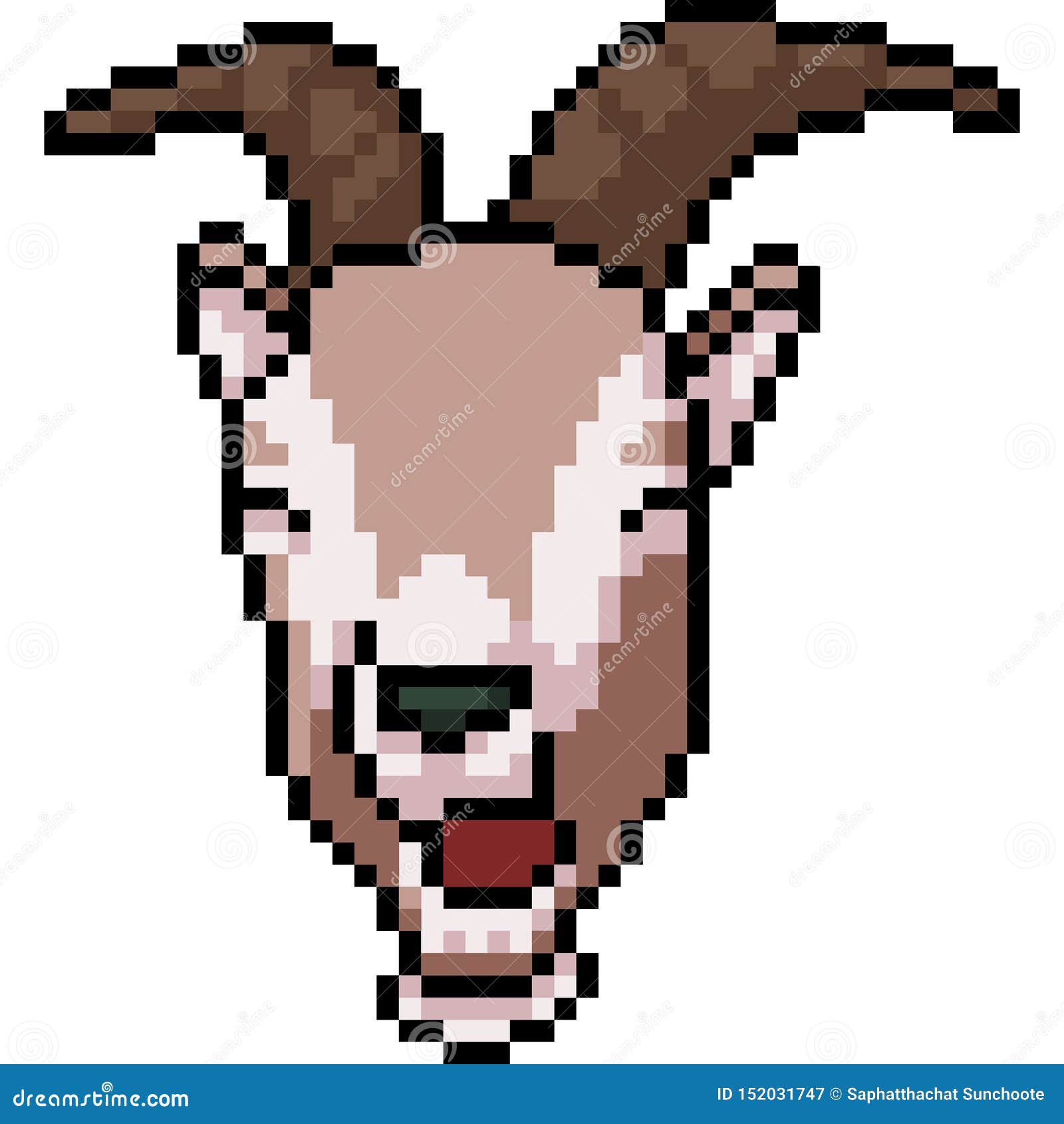 Vector Pixel Art Goat Happy Stock Vector - Illustration of cartoon ...