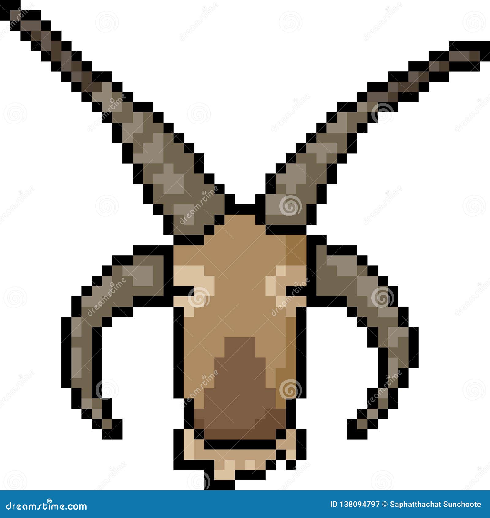 Vector pixel art goat head stock vector. Illustration of animal - 138094797