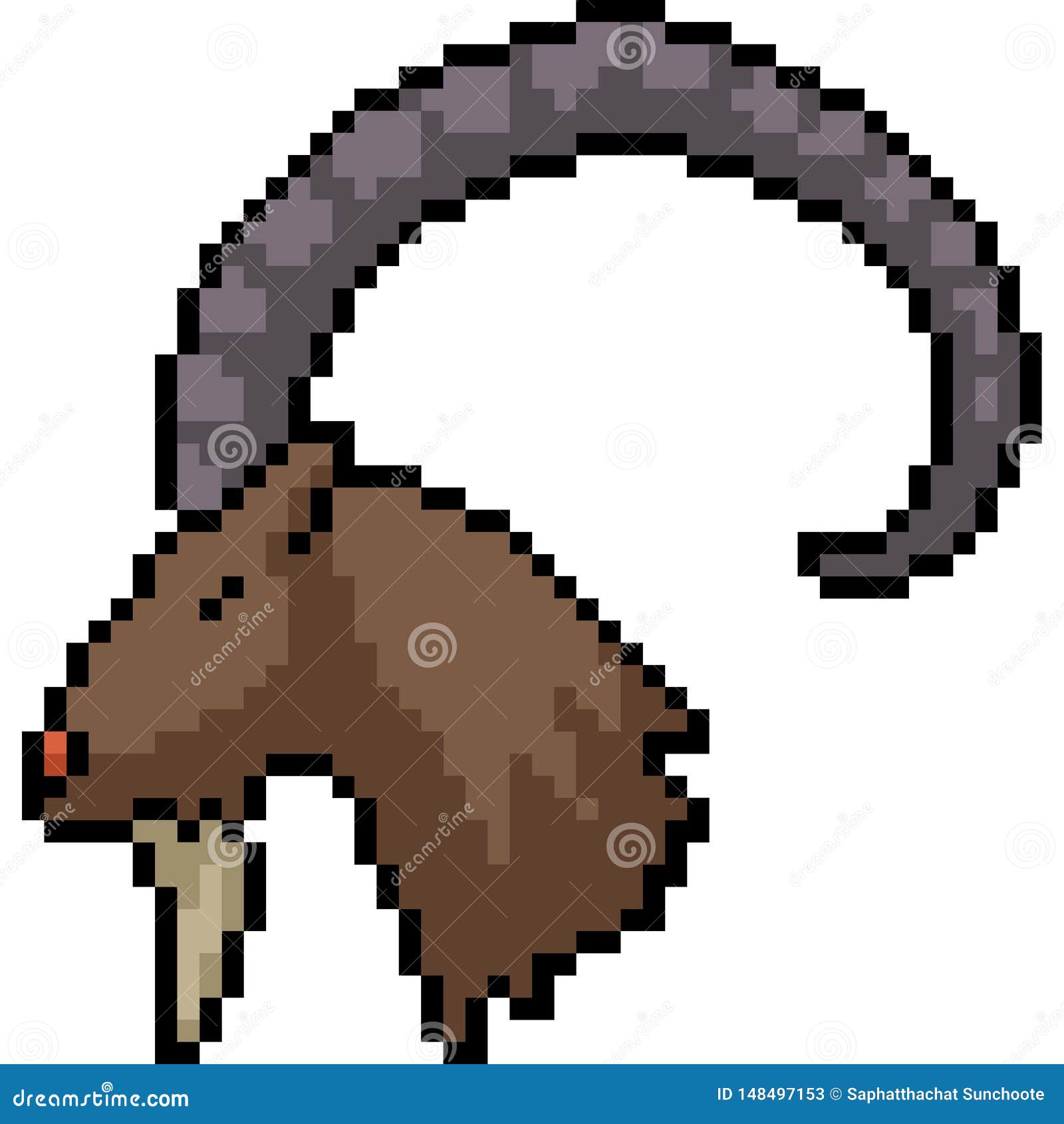Vector pixel art goat head stock vector. Illustration of brown - 148497153