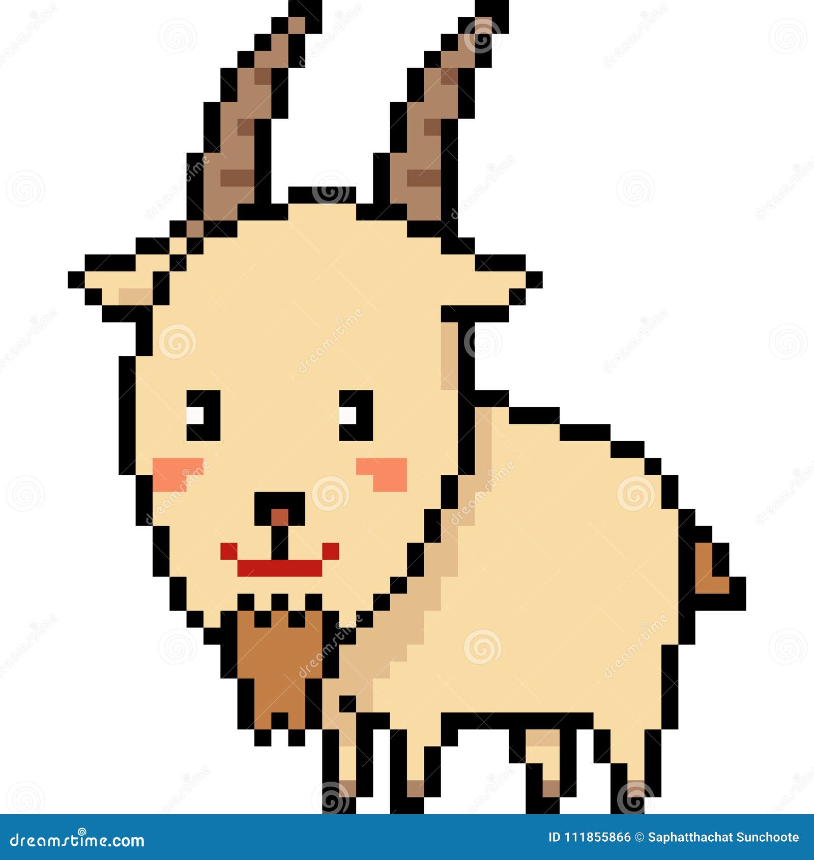 Vector pixel art goat stock vector. Illustration of isolated - 111855866