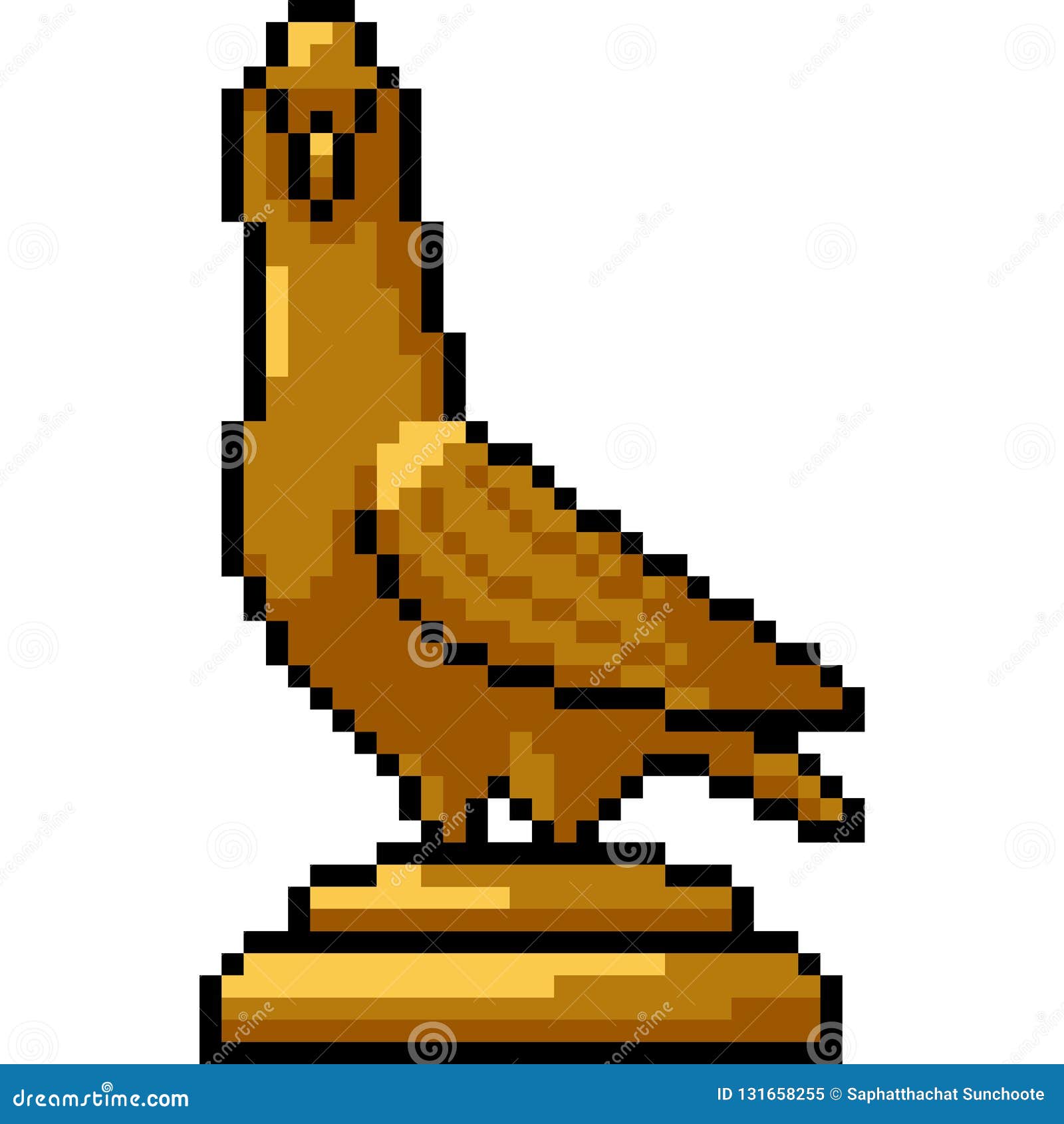 Vector pixel art gold bird stock vector. Illustration of cute - 131658255