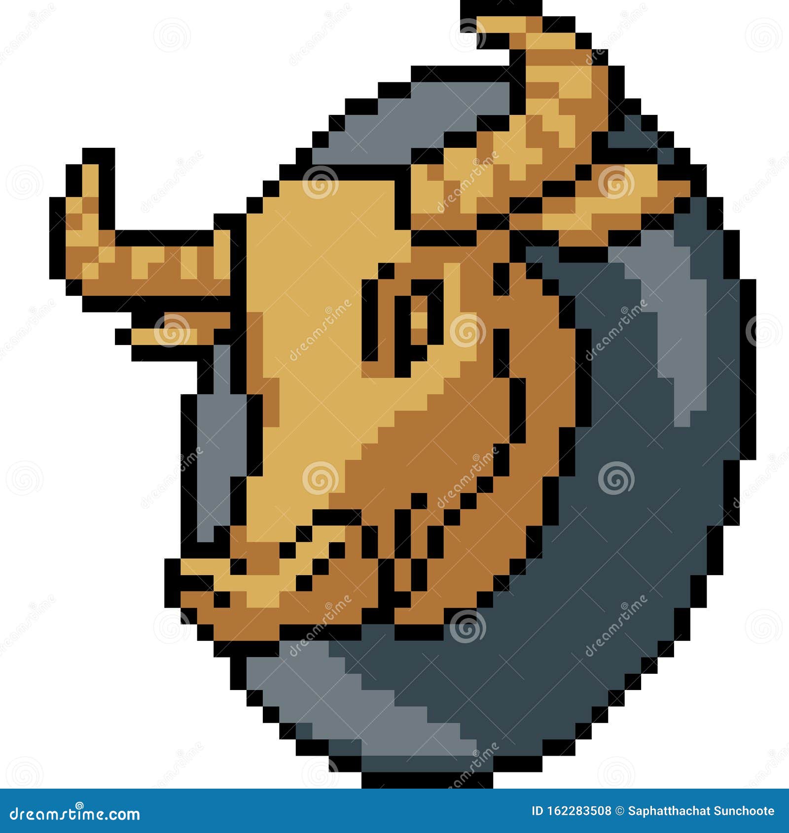 Vector Pixel Art Gold Buffalo Stock Vector - Illustration of cute ...
