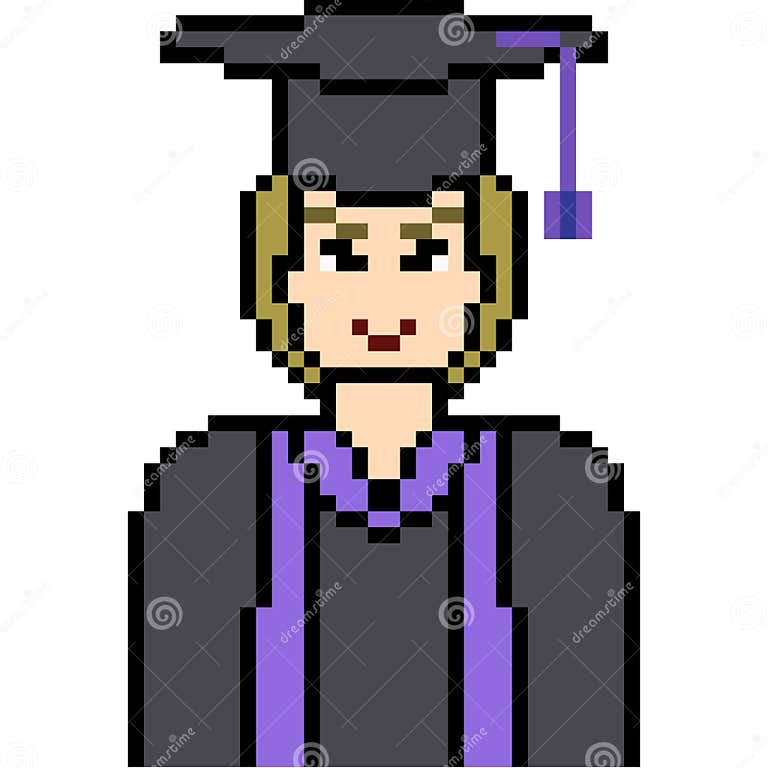Vector Pixel Art Graduation Stock Vector - Illustration of blue ...