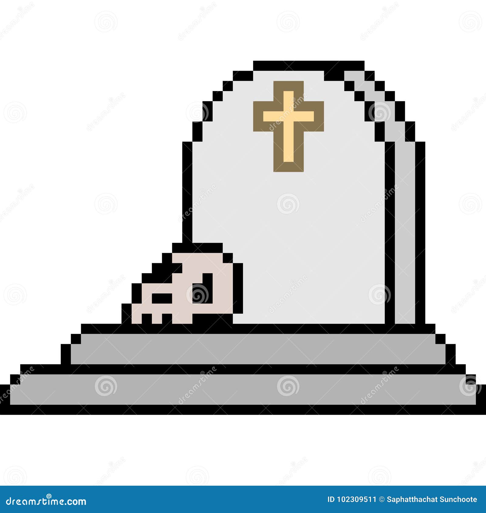 Grave Pixel Art Set. Tomb 8 Bit. Gravestone Halloween. RIP Cemetery ...