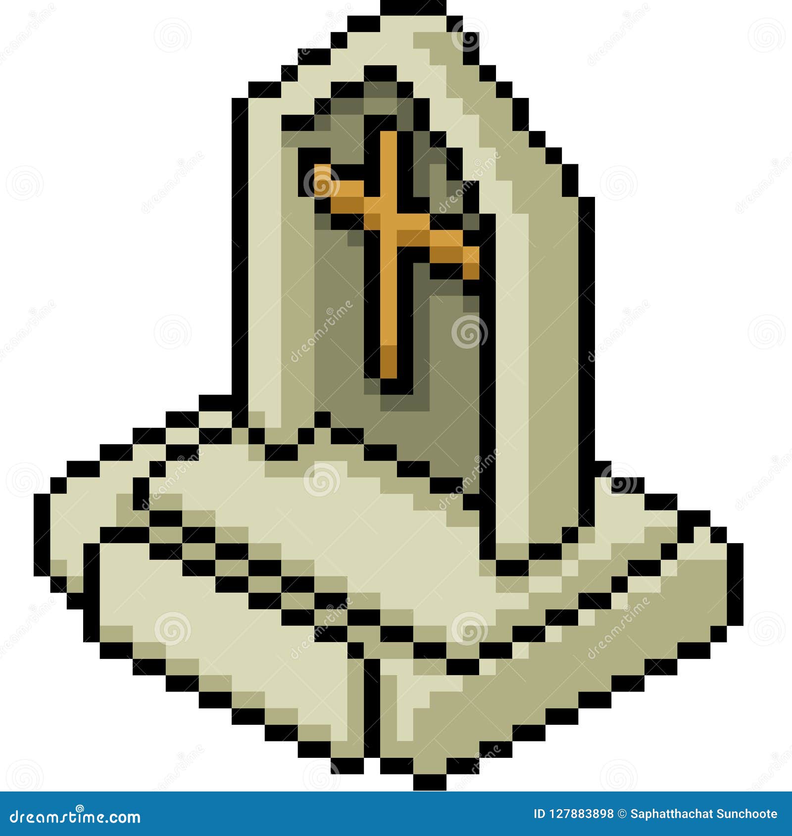 Grave Pixel Art. Tomb 8 Bit. Gravestone Halloween. RIP Cemetery Vector ...