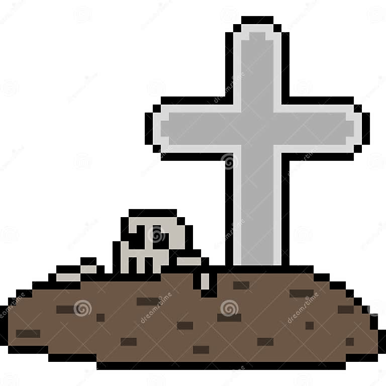 Vector pixel art grave stock vector. Illustration of death - 102309494
